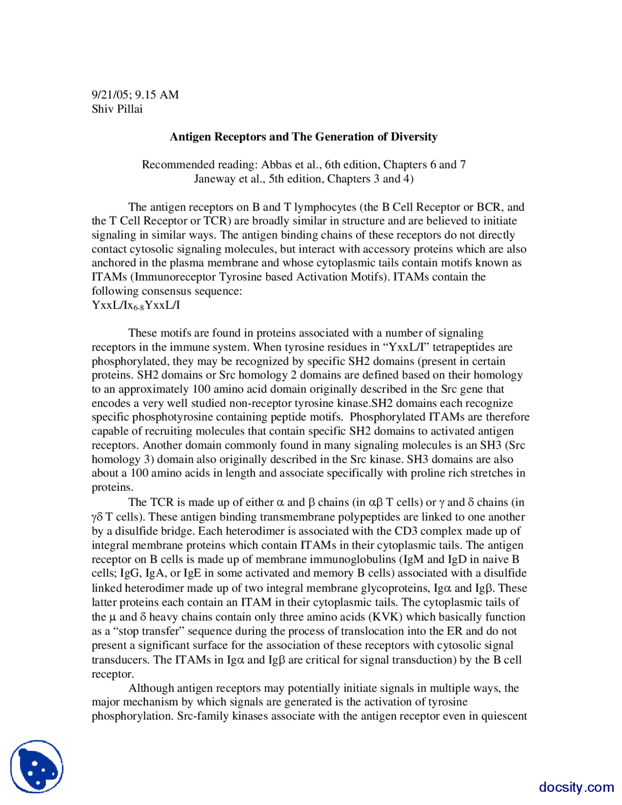 Antigen Presentation Part 3 Immunology Lecture Handout Docsity