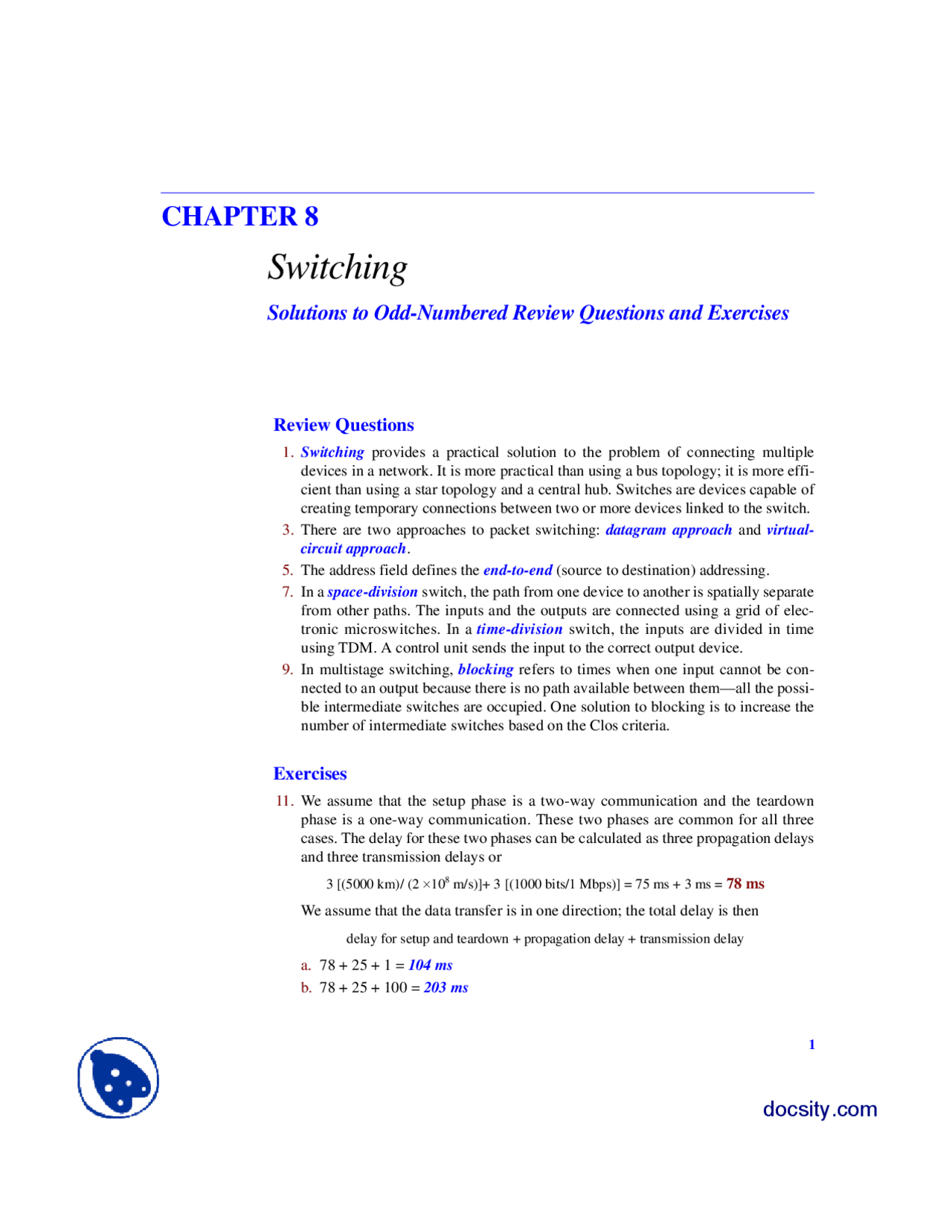 Switching-Data Communication Systems-Assignment Solution - Docsity