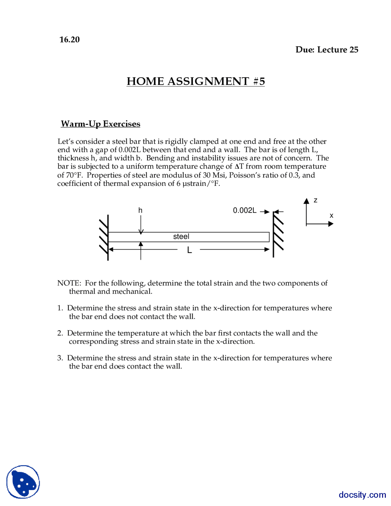 Rigid Steel Bar Material And Structures Assignment Docsity