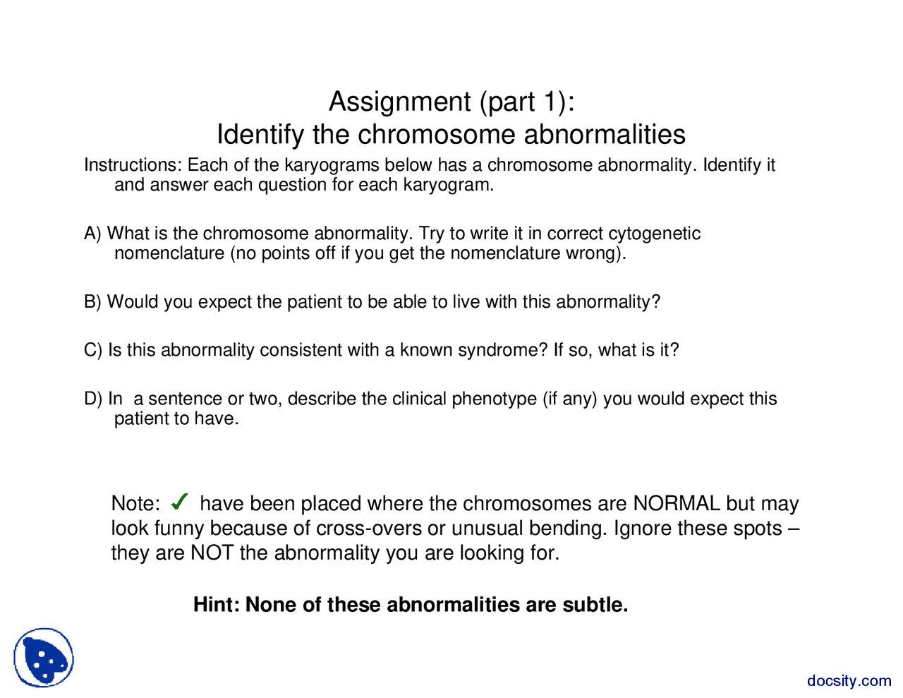 Chromosomes-Medical Genetics-Assignment | Exercises Medical Genetics | Docsity