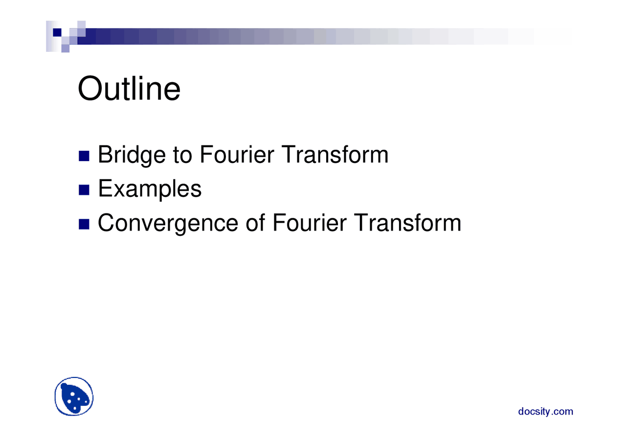 Lect Fourier Transform Communication Systems Lecture Slides Docsity
