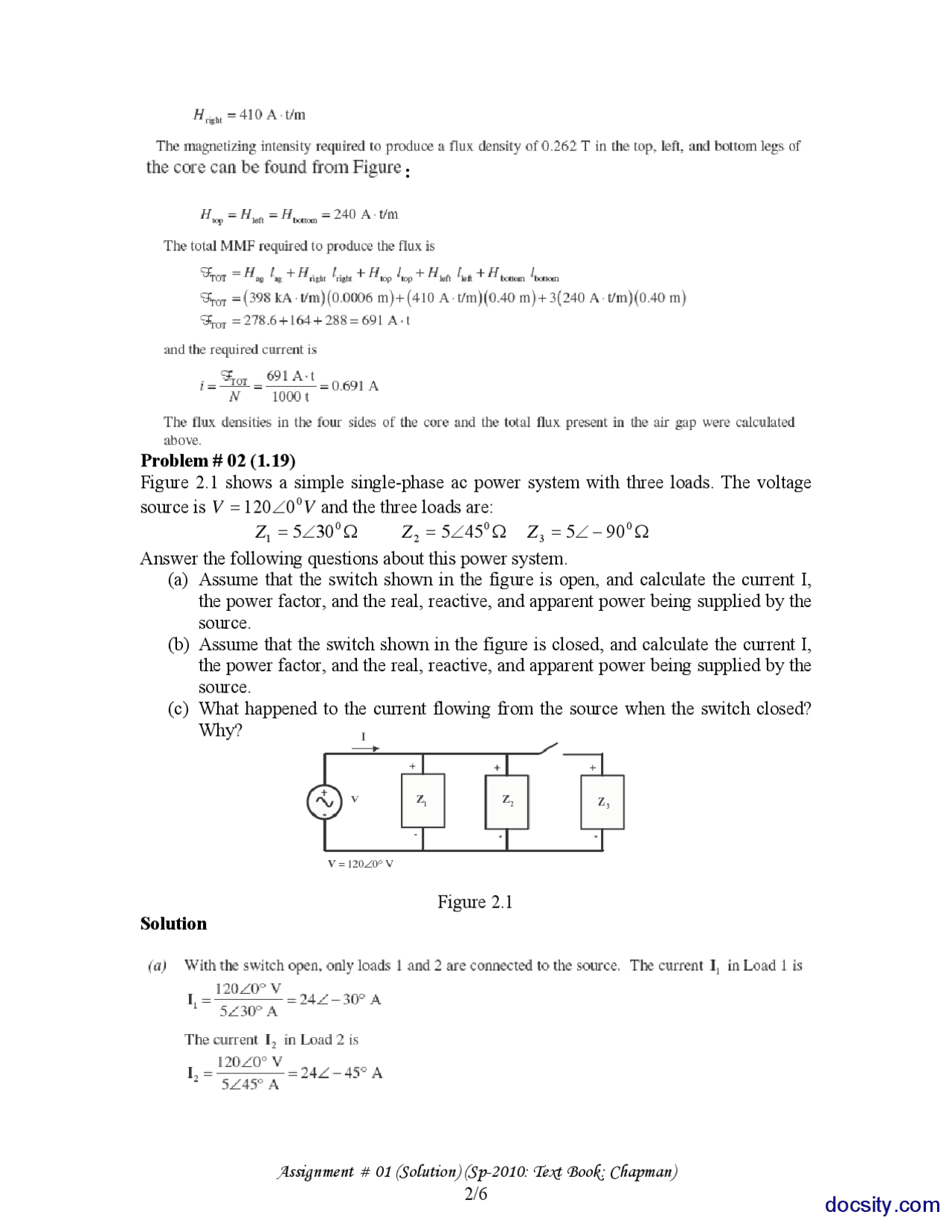 Single Phase AC Power System-Electromechanical Systems-Assignment ...