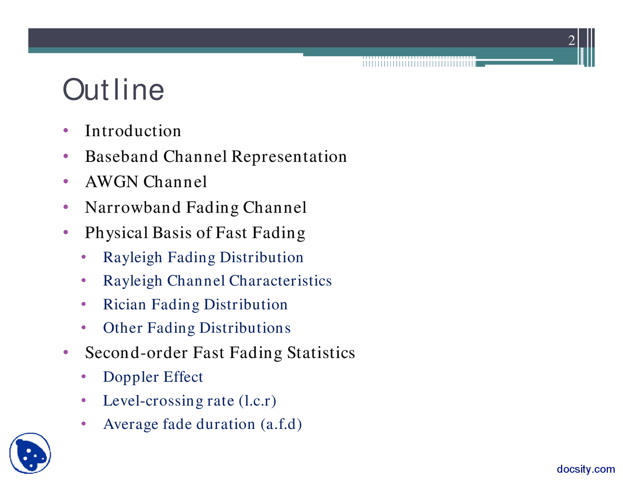 Baseband Channel Representation - Docsity