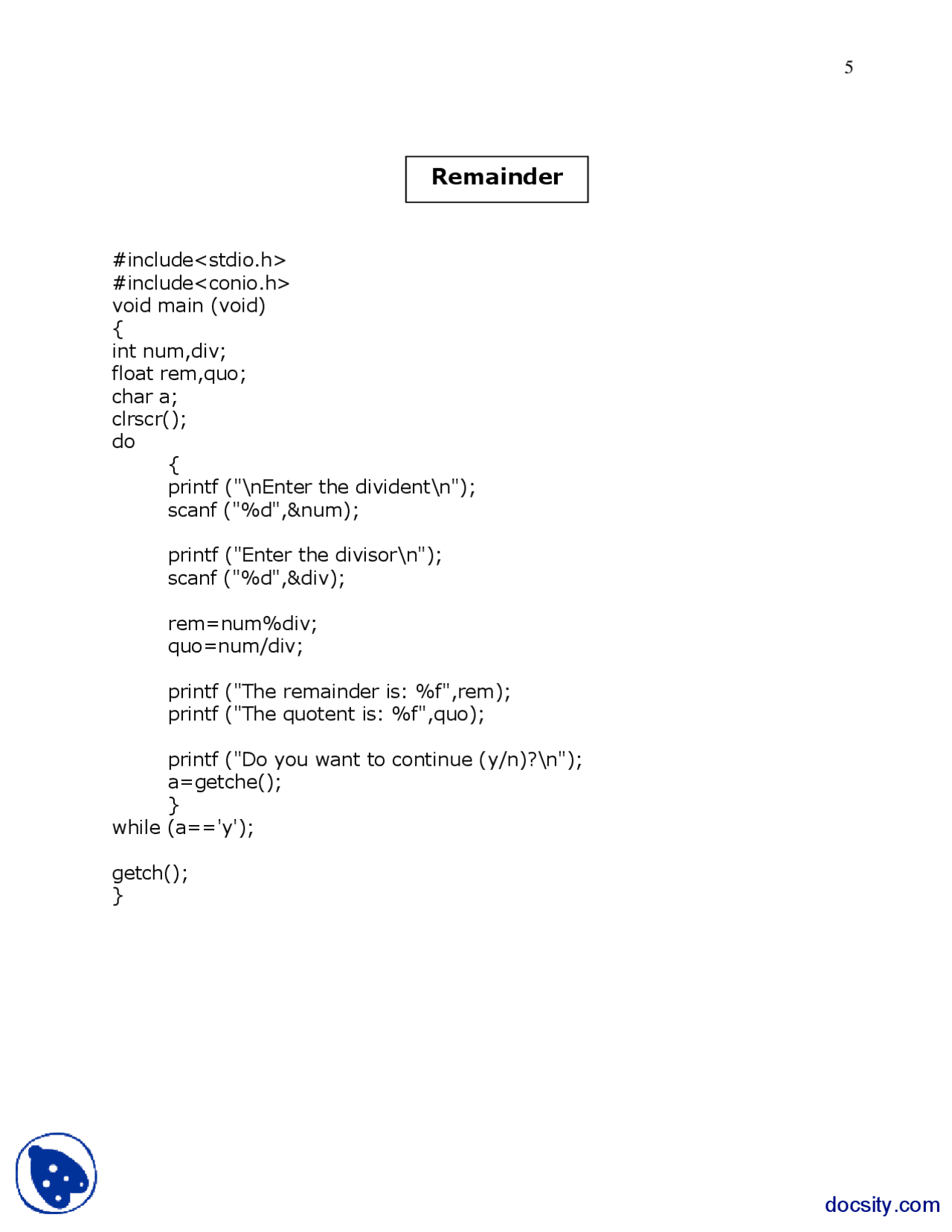 Remainder-Computer Fundamentals and Programming-Coding Assignment ...