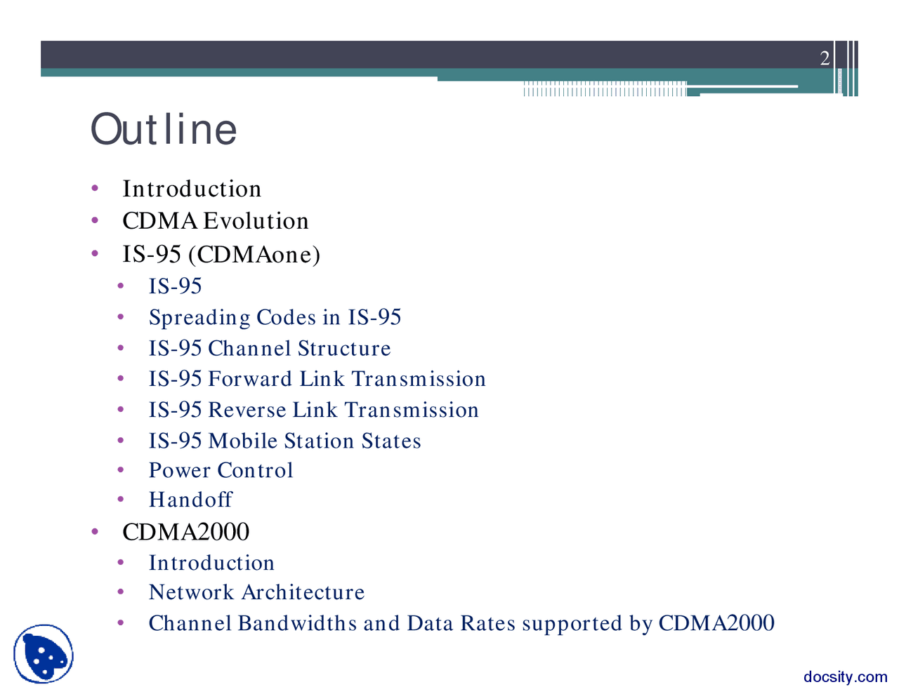 CDMA Evolution-Wireless Communication Systems-Lecture Slides - Docsity