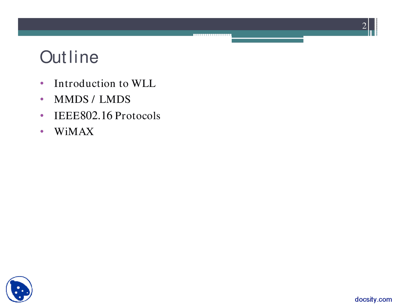 MMDS LMDS-Wireless Communication Systems-Lecture Slides - Docsity