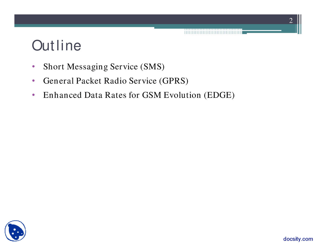 SMS , GPRS and EDGE-Wireless Communication Systems-Lecture Slides - Docsity