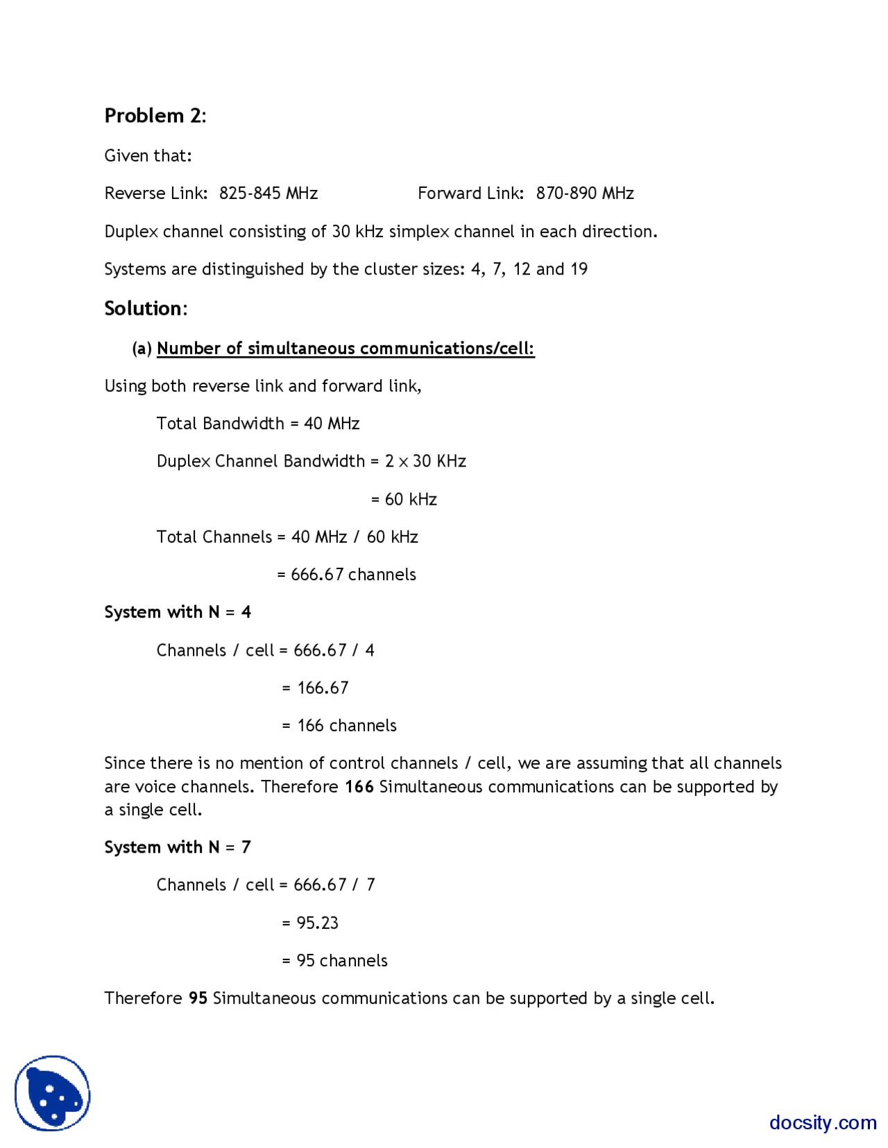 Duplex Channel-Wireless Communication Systems-Assignment | Exercises Wireless Communication ...