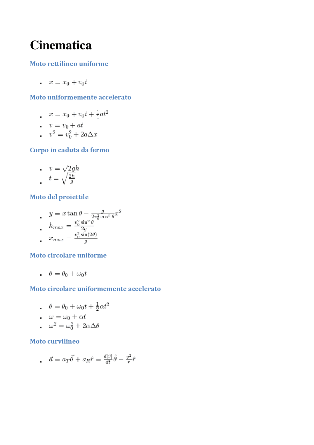 Formulario Fisica Classica Formulari De Physique Docsity