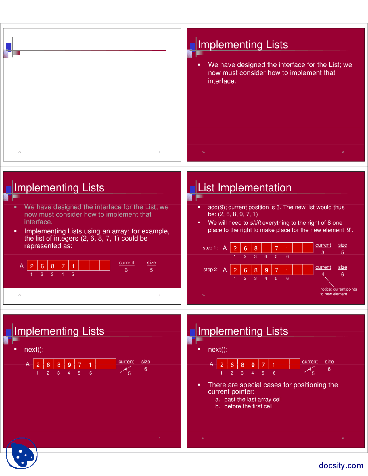 List Functions Data Structures And Representation Lecture Slides Docsity