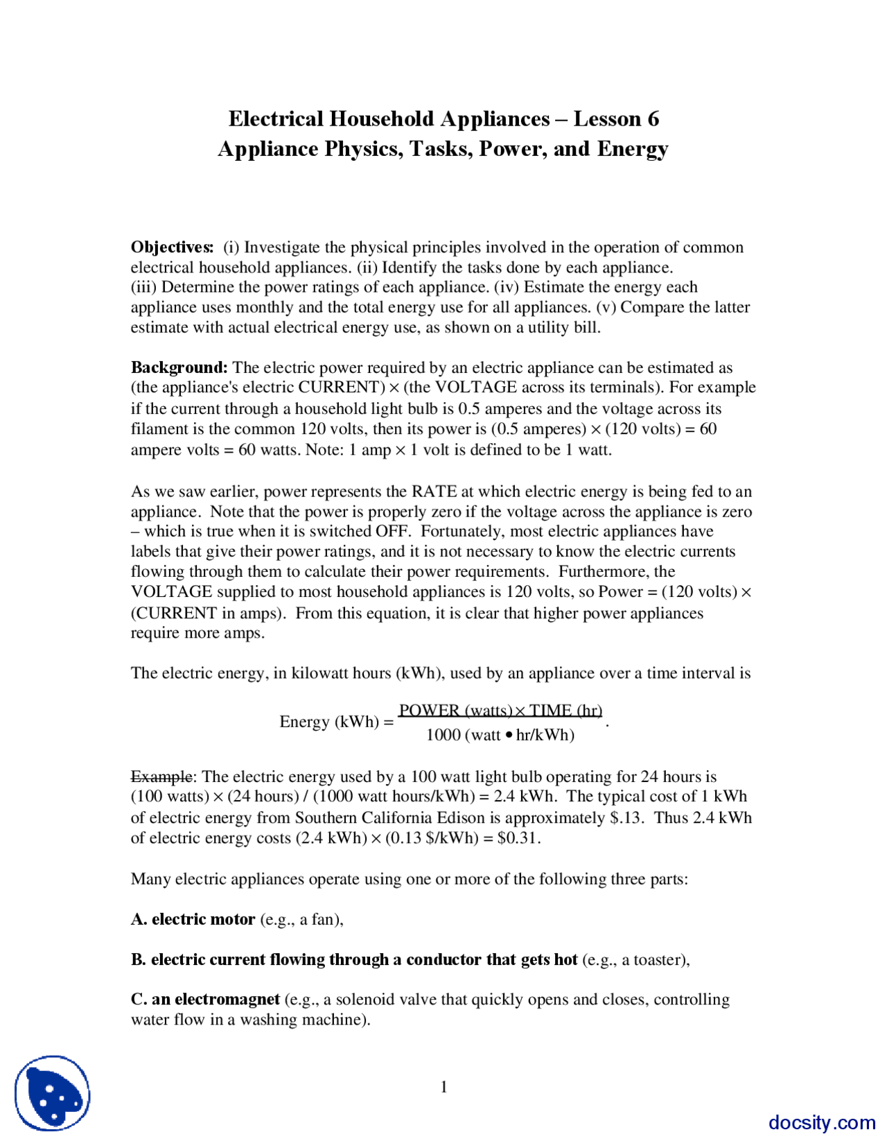 Electrical Household Appliances Elecctromegnatic Theory Lab Mannual