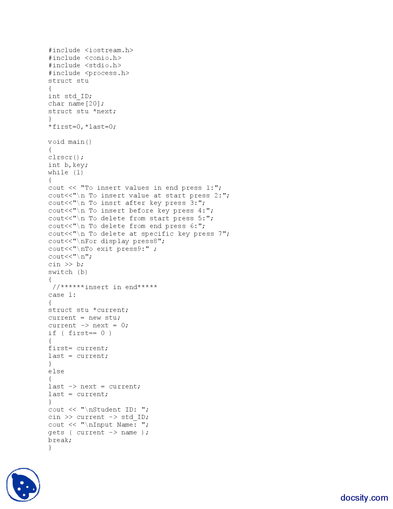 Linked List 2 Data Structures And Representation Assigment Docsity