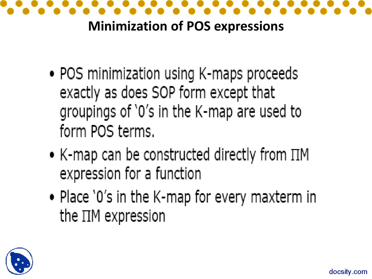Minimization Of Pos Expressions Digital Logic Design Lecture Slides Slides Digital Logic