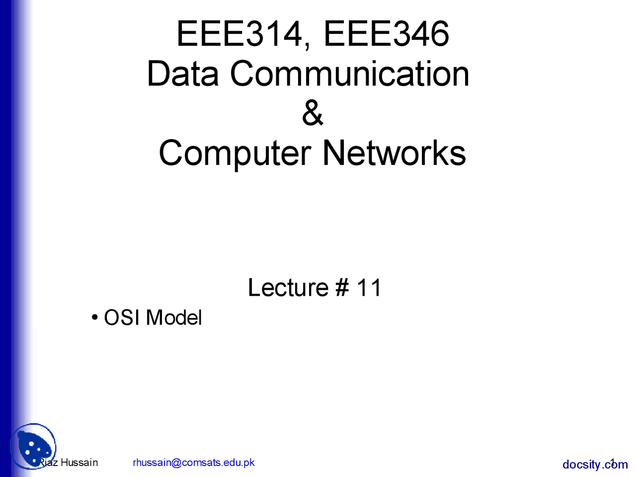 OSI Model-Computer Networks-Lecture Slides | Slides Data Communication Systems and Computer ...