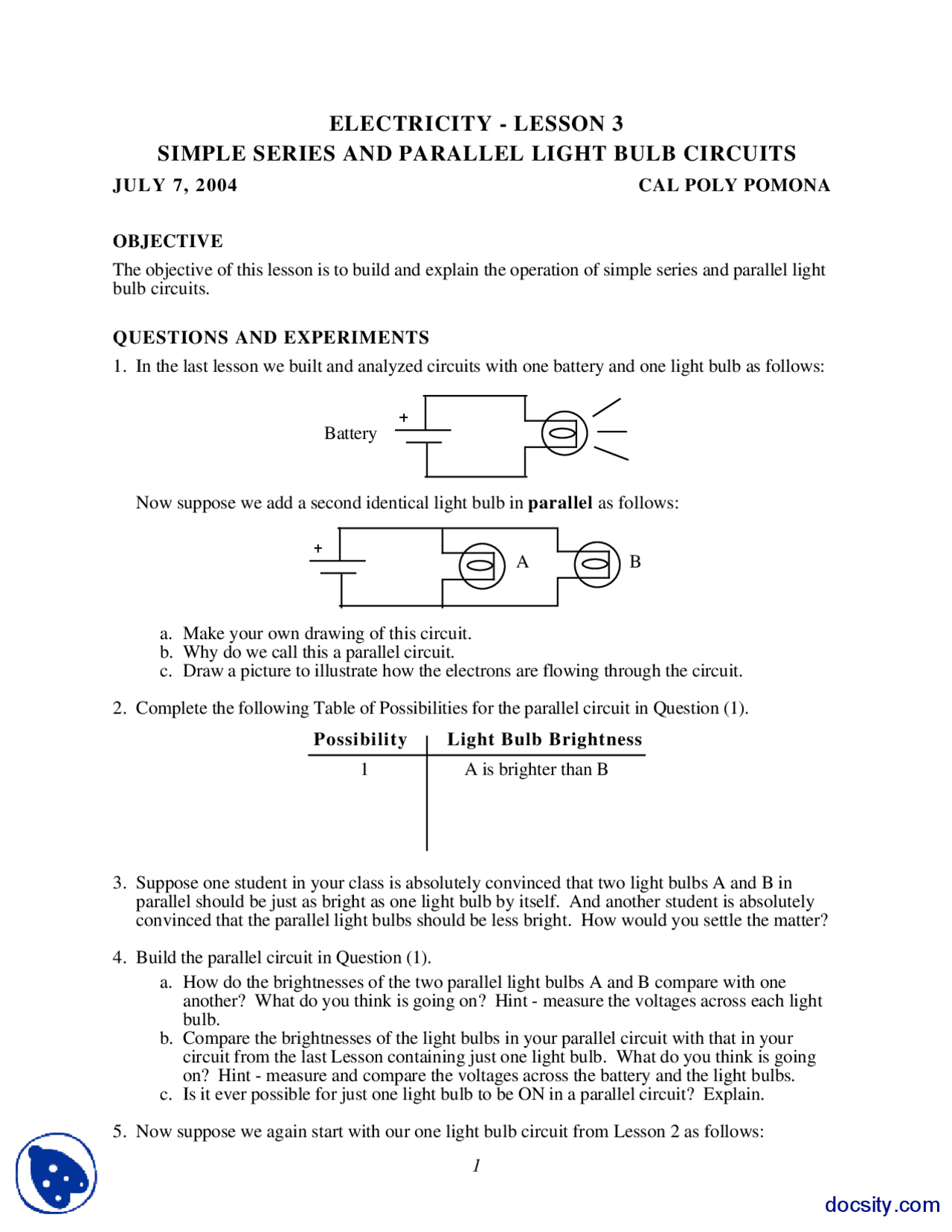 Circuits Part 2 Elecctromegnatic Theory Lab Mannual Docsity