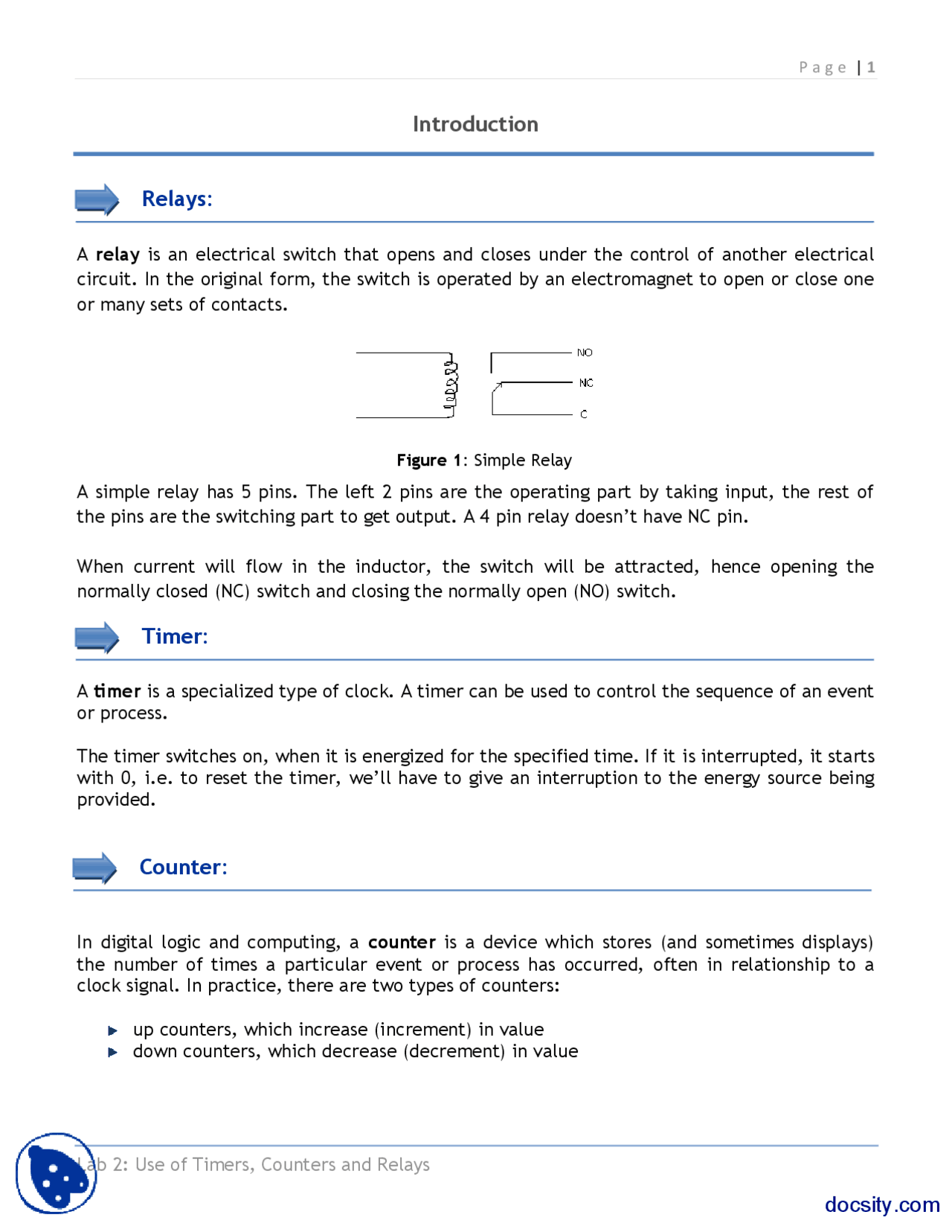 Introduction Part 1 Control Systems Lab Reports Docsity