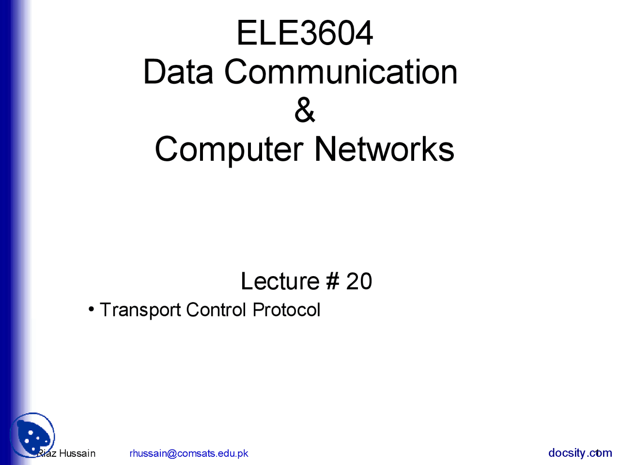 Transport Control Protocol-Computer Networks-Lecture Slides - Docsity