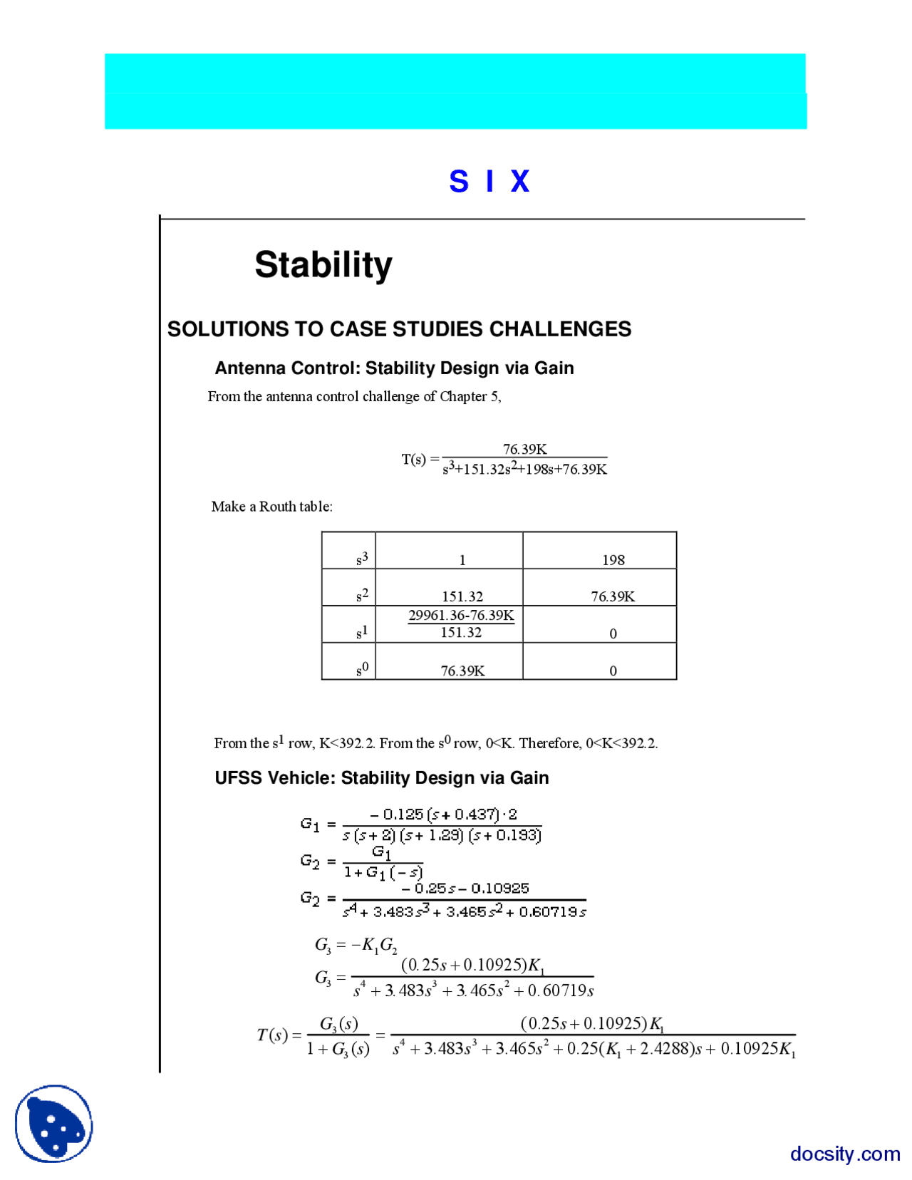 Stability-Control Systems-Lecture Handout - Docsity