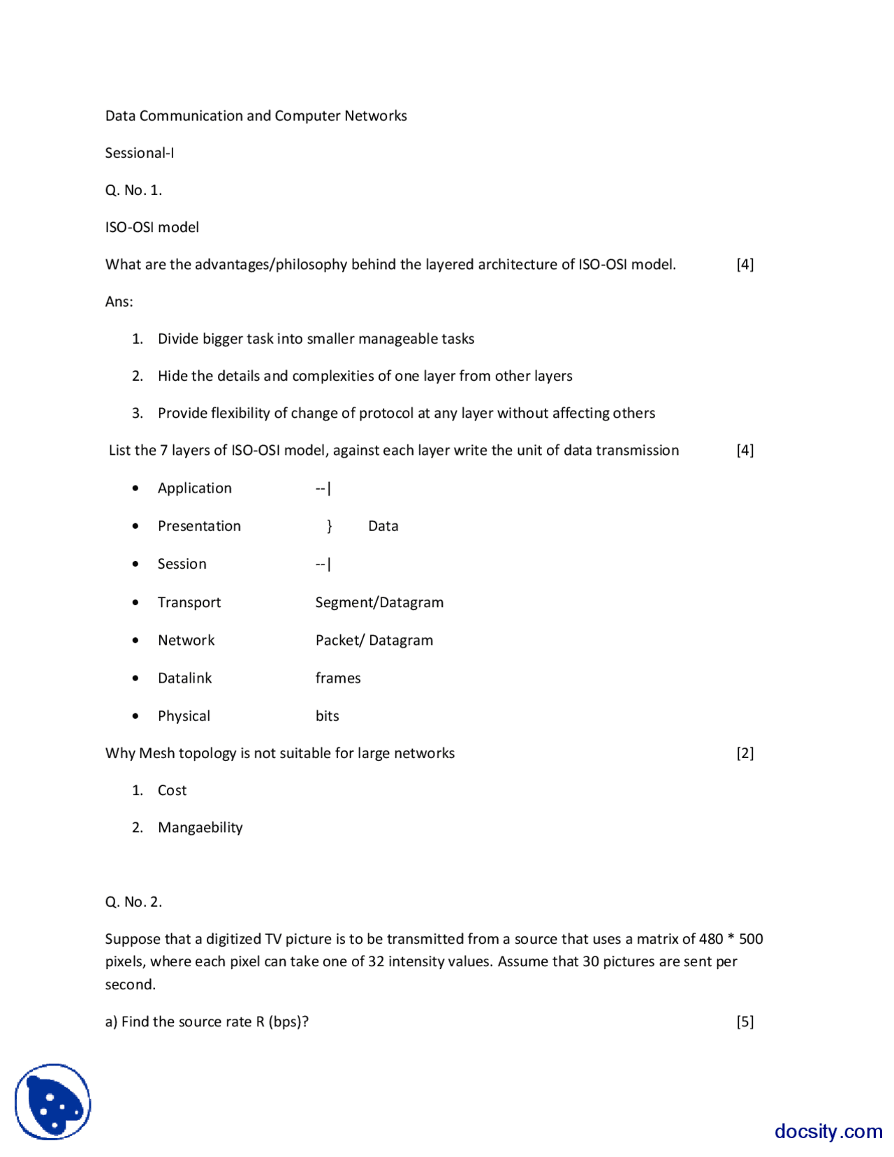 Mesh Topology Layers Of Osi Model Wireless Networking Lan And Computer Networks Quiz Solution