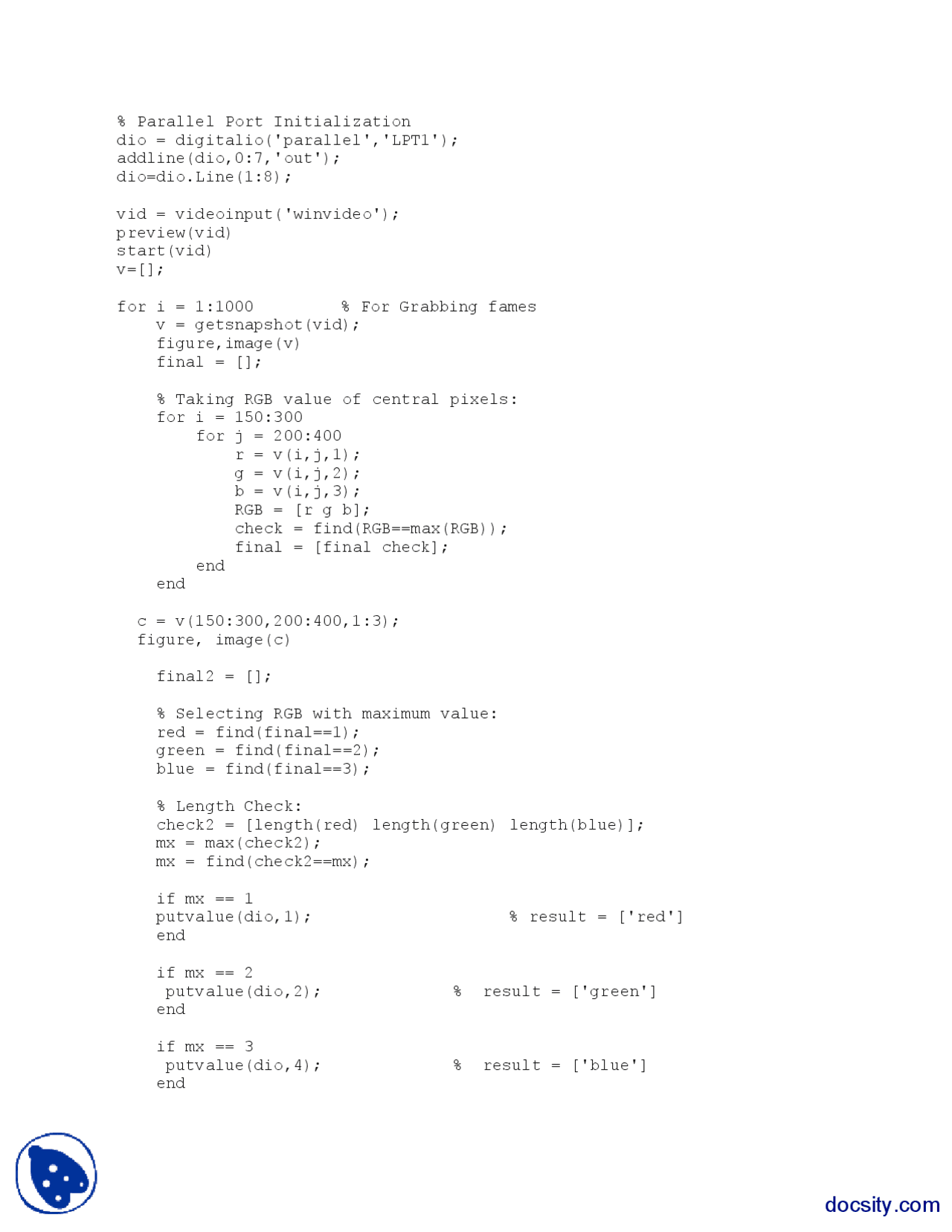 Parallel Port Initialization Control Systems Project Report Docsity