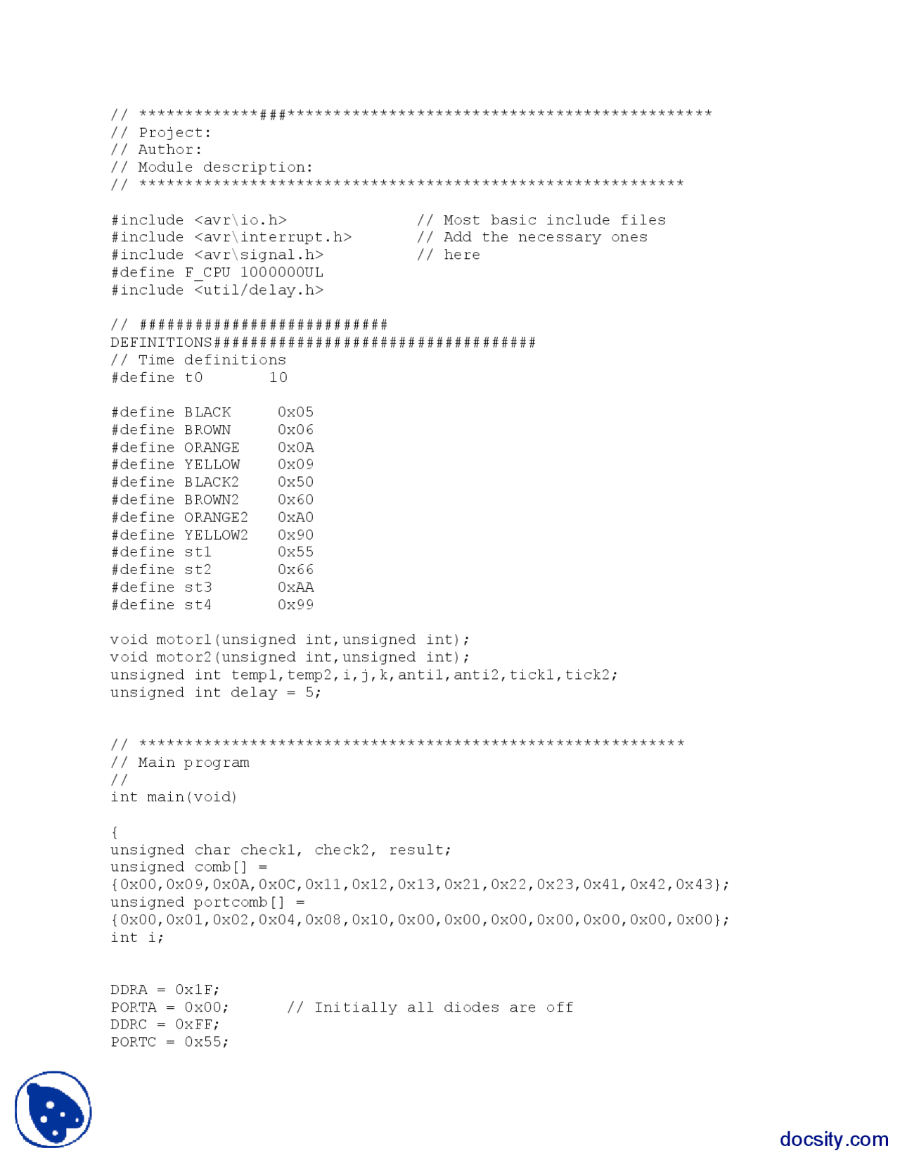 Code of Mobile Robot-Control Systems-Project Report | Study Guides ...
