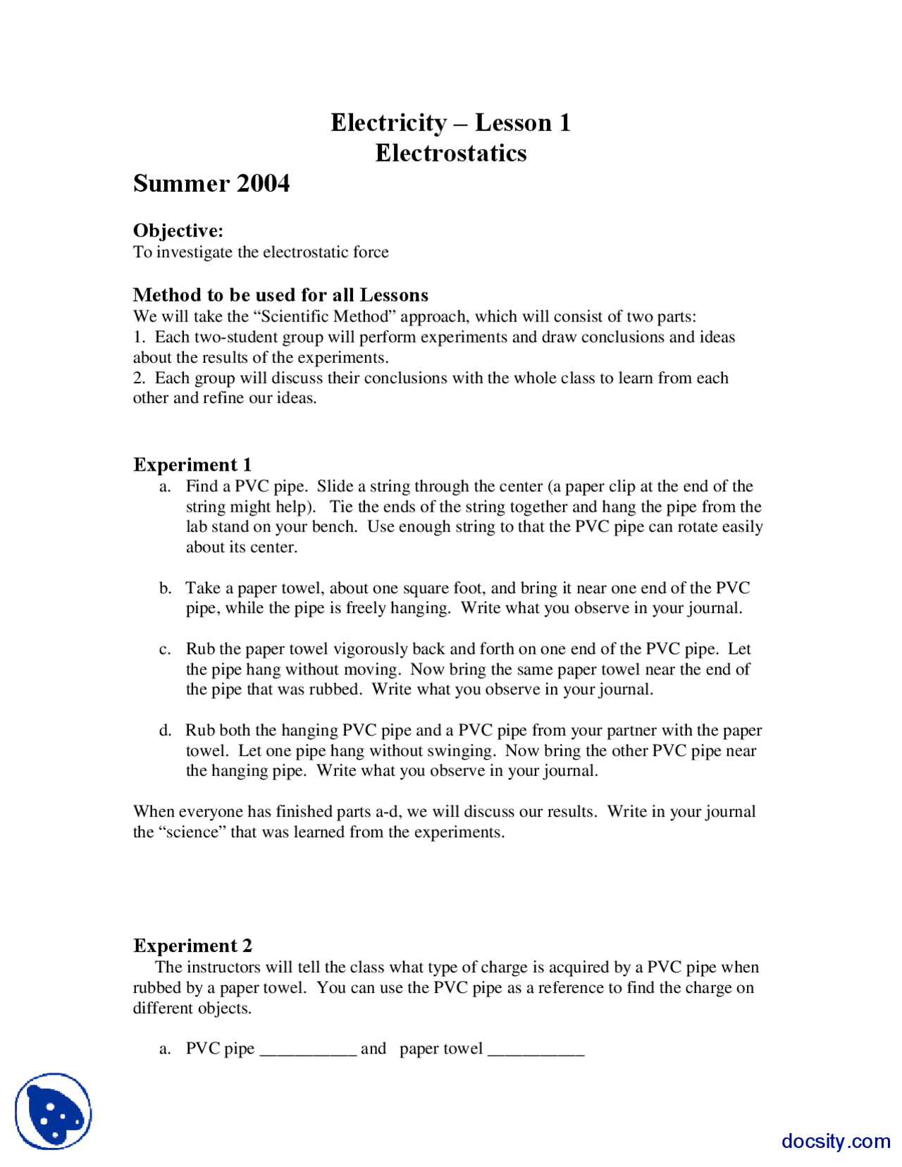 Electrostatics Elecctromegnatic Theory Lab Mannual Docsity