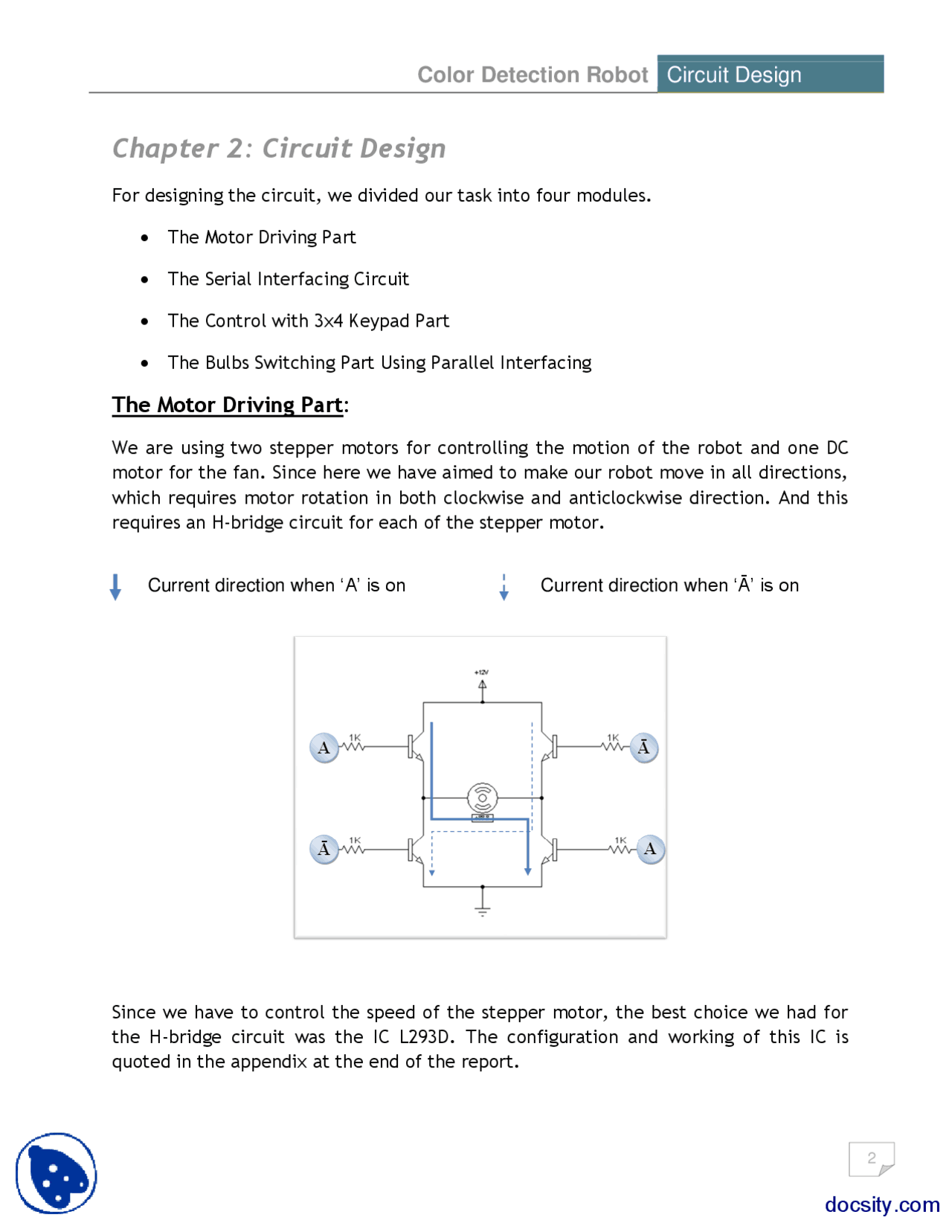 Color Detection Robot Part 3-Control Systems-Project Report | Study Guides, Projects, Research ...