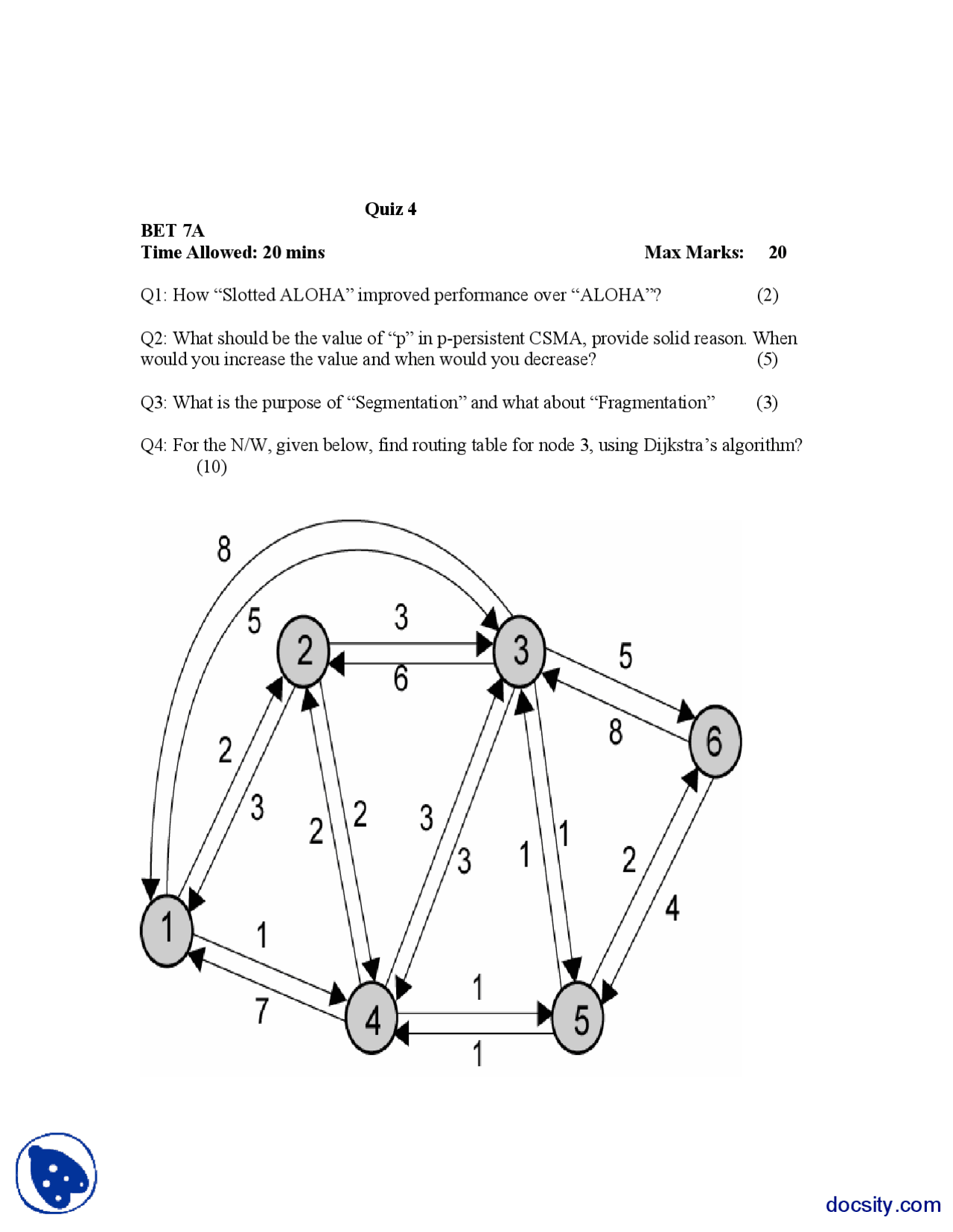 Segmentation, Fragmentation, Dijkstra Algorithm-Wireless Networking, LAN and Computer Networks ...