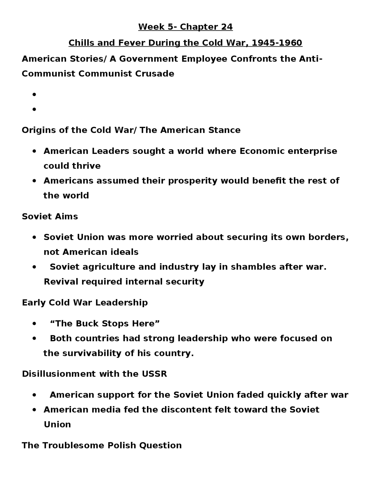 Chills and Fever During Cold War, 1945-1960 - History of U.S | HIST 106 ...