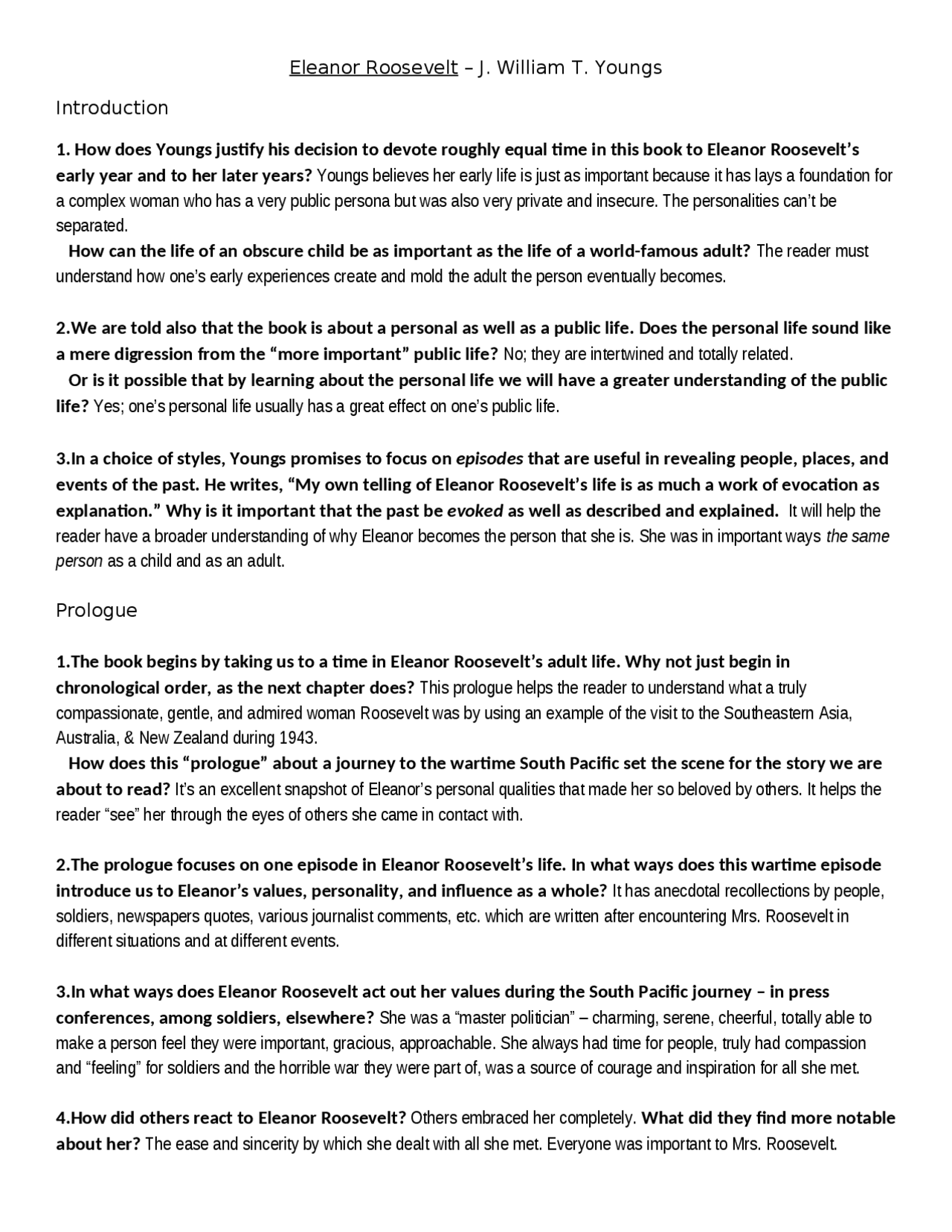 Eleanor Roosevelt Reading Outline - History of the United States | HIST ...