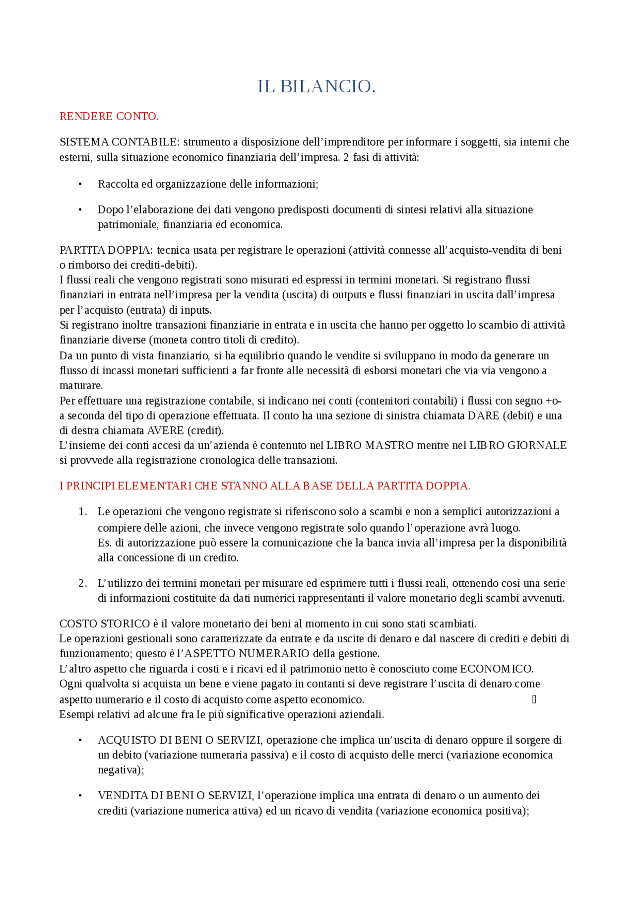 Il Bilancio Docsity