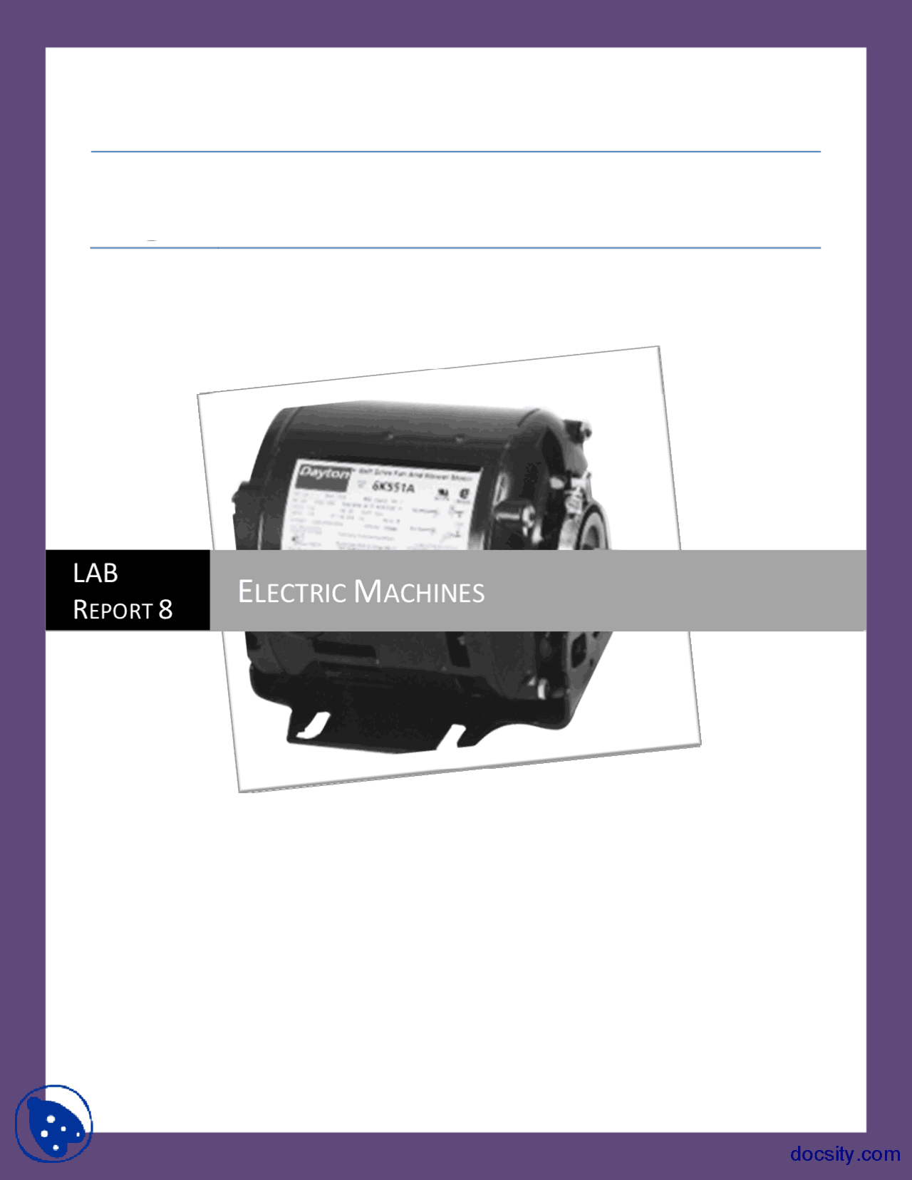 Electric Machines Part 2 Electric Machines Lab Report Docsity