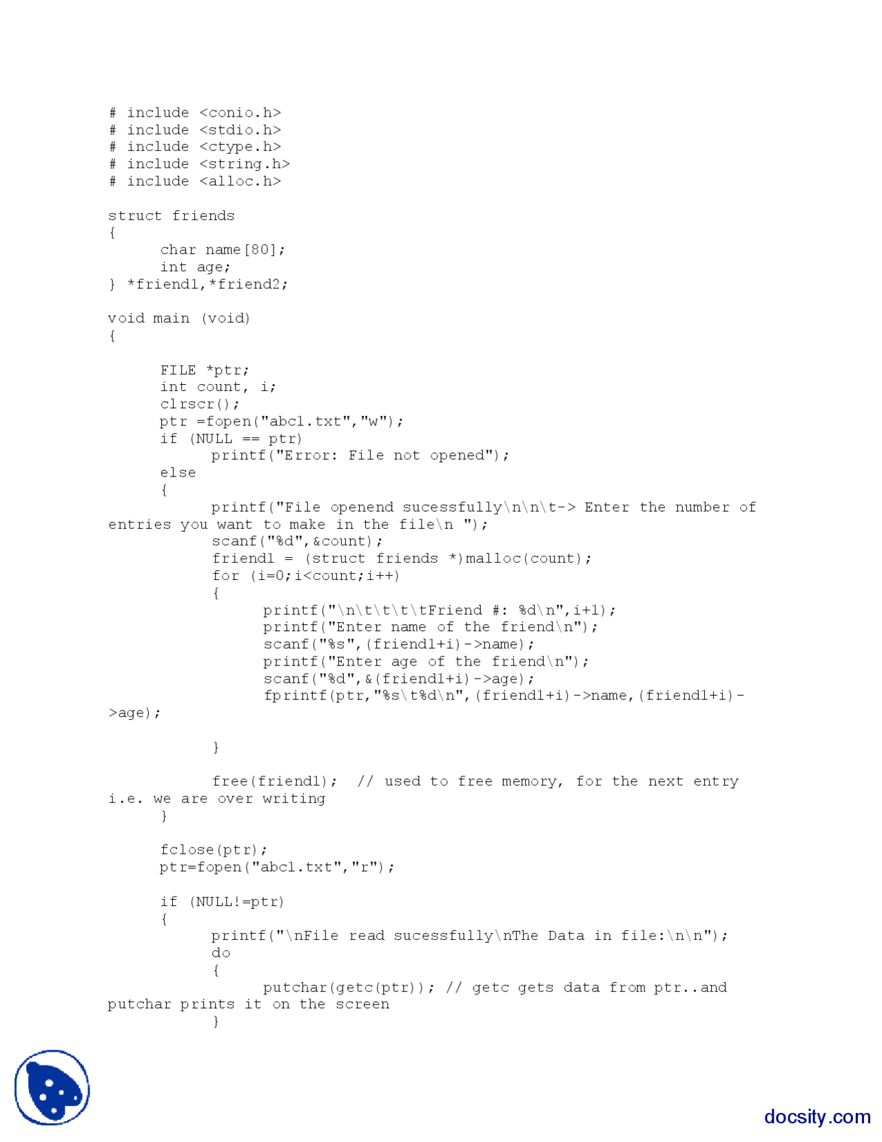 Structures I Network Programming Lab Report Docsity