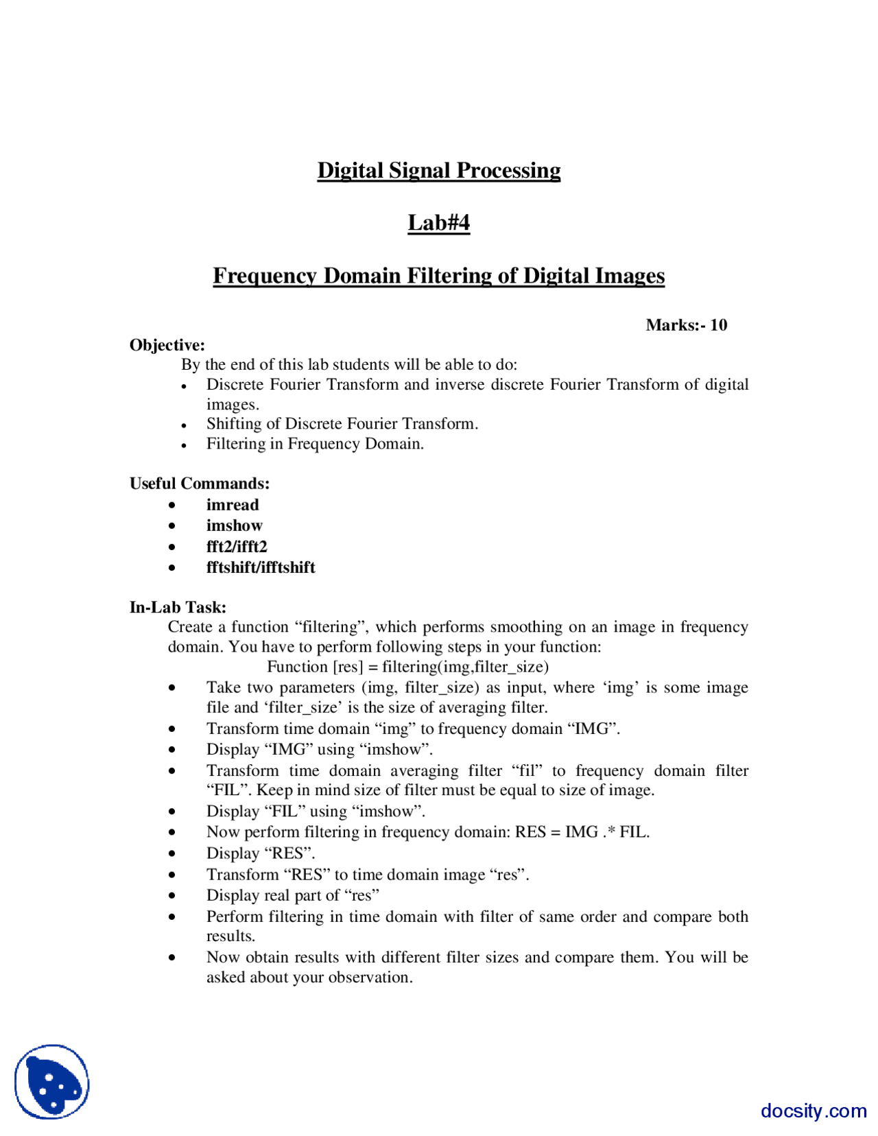 Frequency Domain Filtering Of 1 D Discrete Time Sequences Part 2 Signals And Systems Lab Mannual