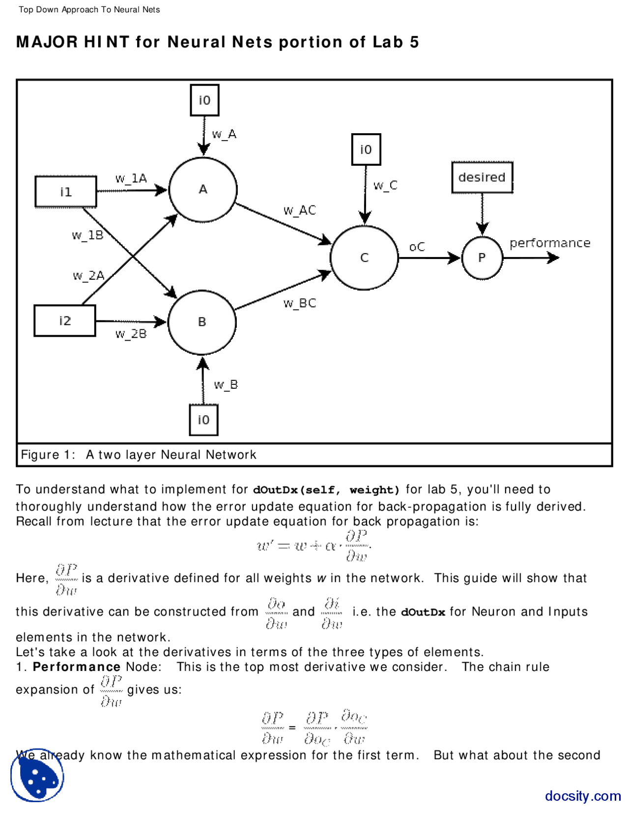 Major Hint for Neural Nets-Artificial Intelligence-Tutorial Handout ...