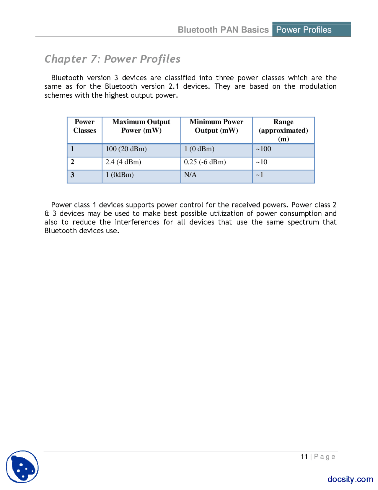 Power Profiles Network Programming Project Bluetooth Pan Report Docsity