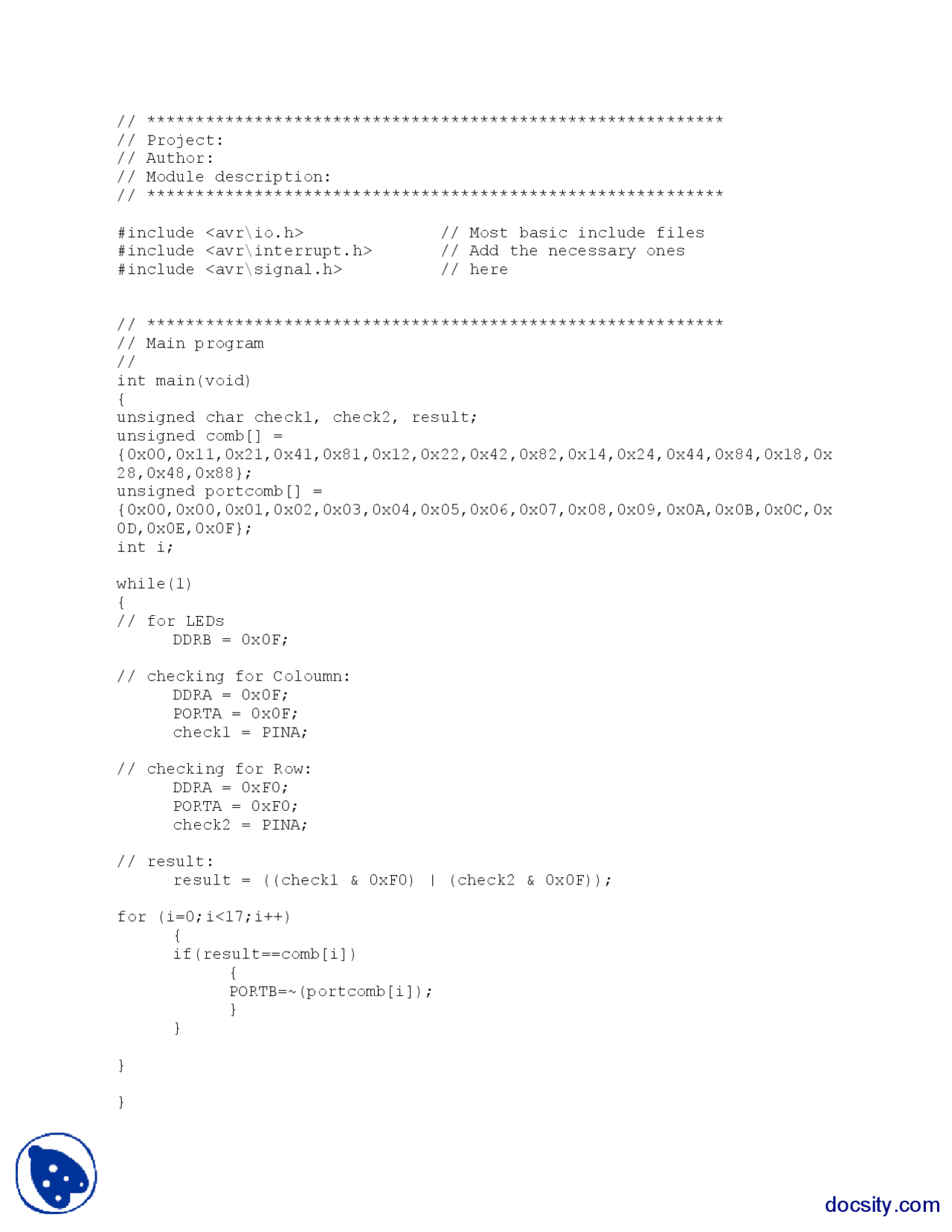 2d Array Iii Microprocessor Assignment Codes Docsity