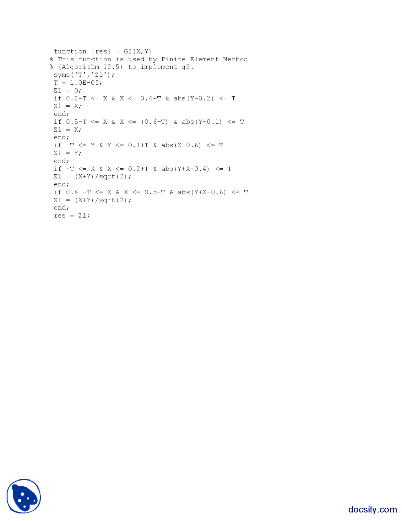 Finite Element Method 2 Numerical Analysis Matlab Code Exercises Mathematical Methods For