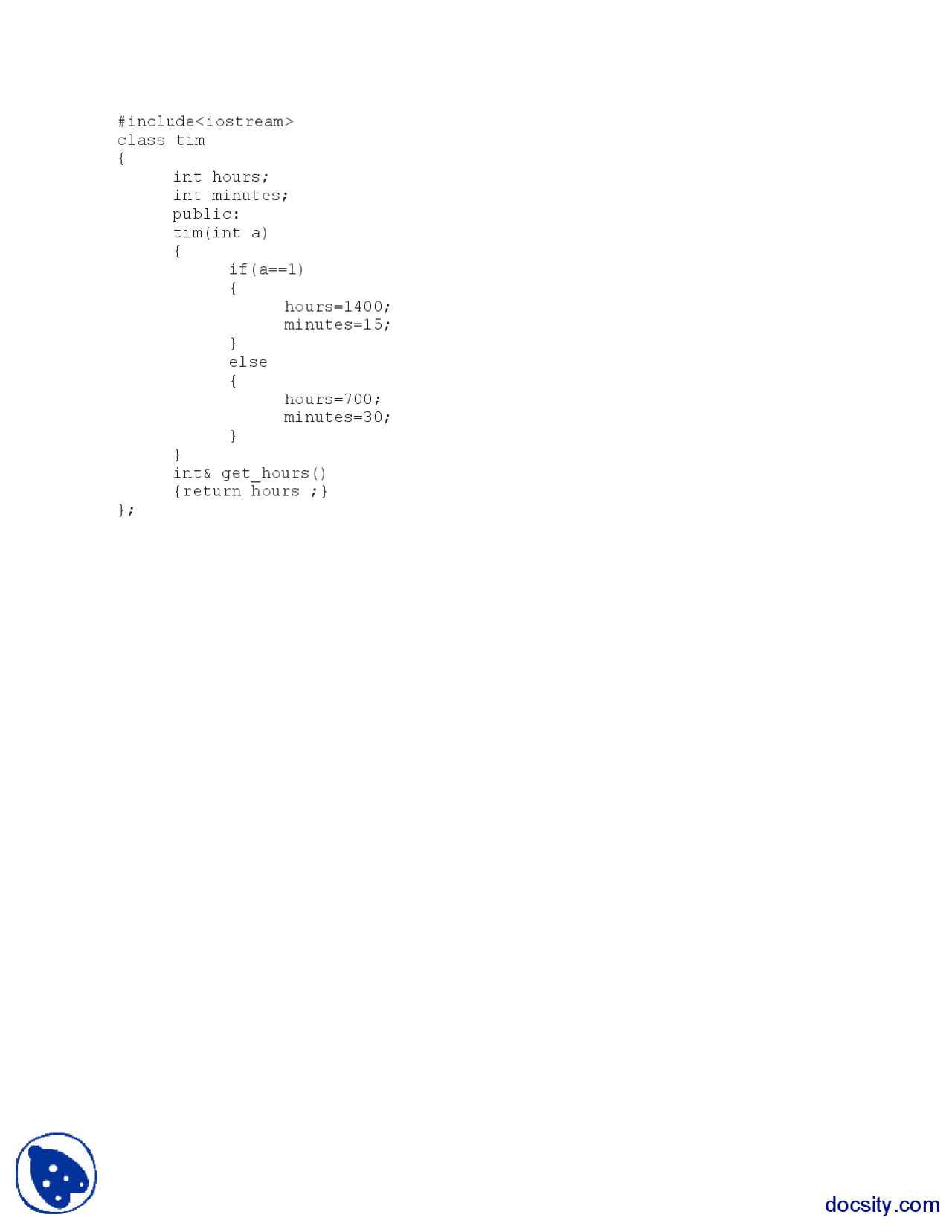 Class Tim Object Oriented Programming C Language Codes Docsity 9750