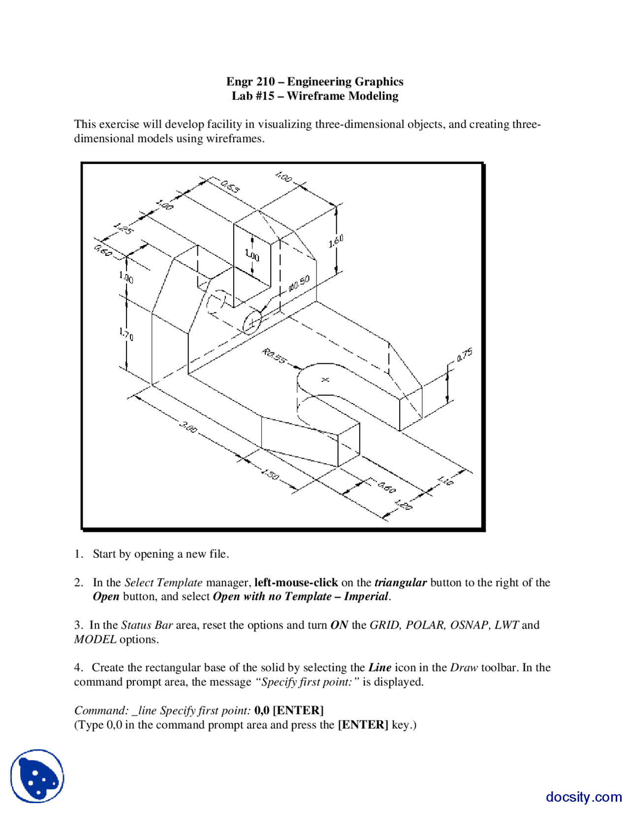 Wireframe Modeling-Computer Aided Drawing-Lab Assignment | Exercises Computer Aided Design (CAD ...