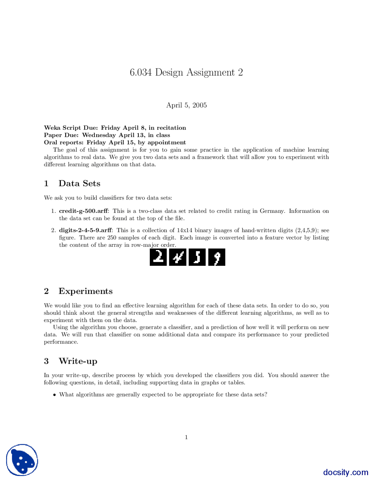 Design Assignment Artificial Intelligence Project Report Docsity