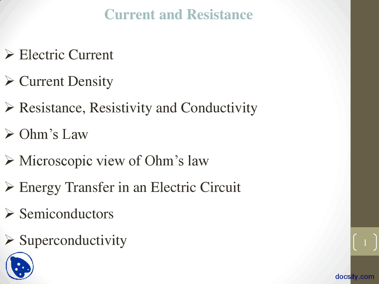 Current And Resistance Applied Physics Lecture Slides Docsity