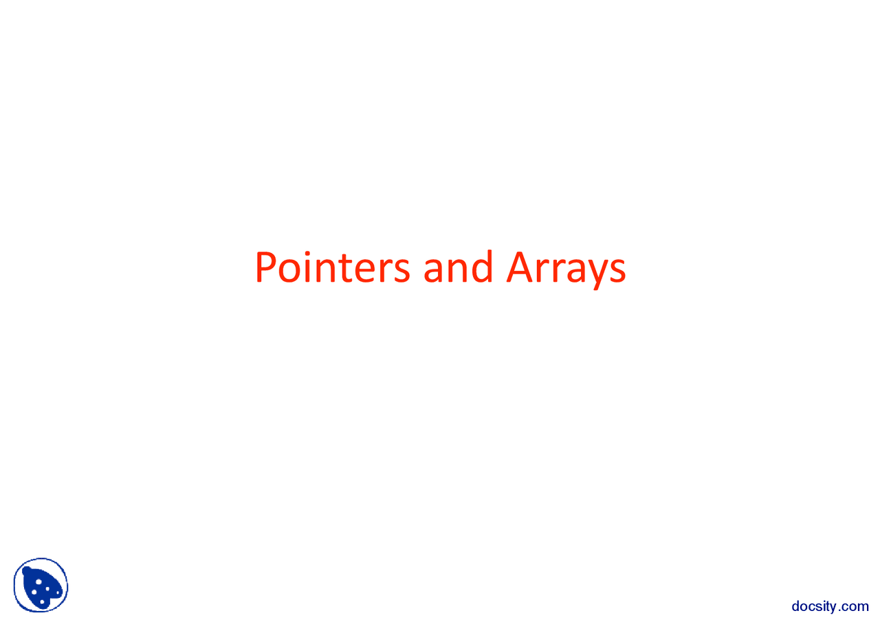 Pointers Part 4 Fundamentals Of Computer Lecture Slides Docsity