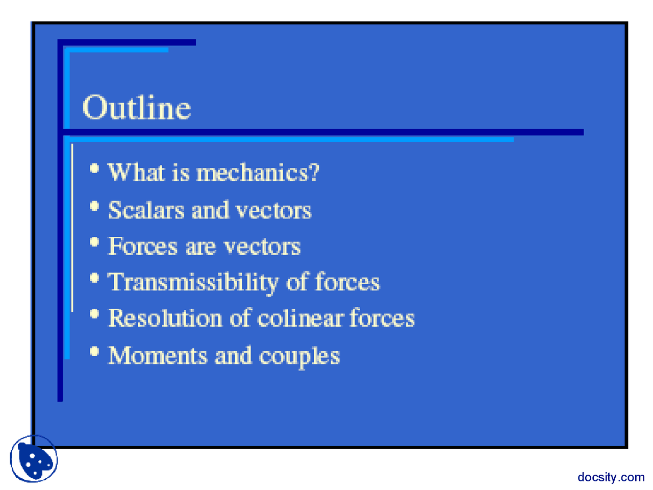 Mechanics Outline-Computer Aided Drawing-Lecture Slides - Docsity
