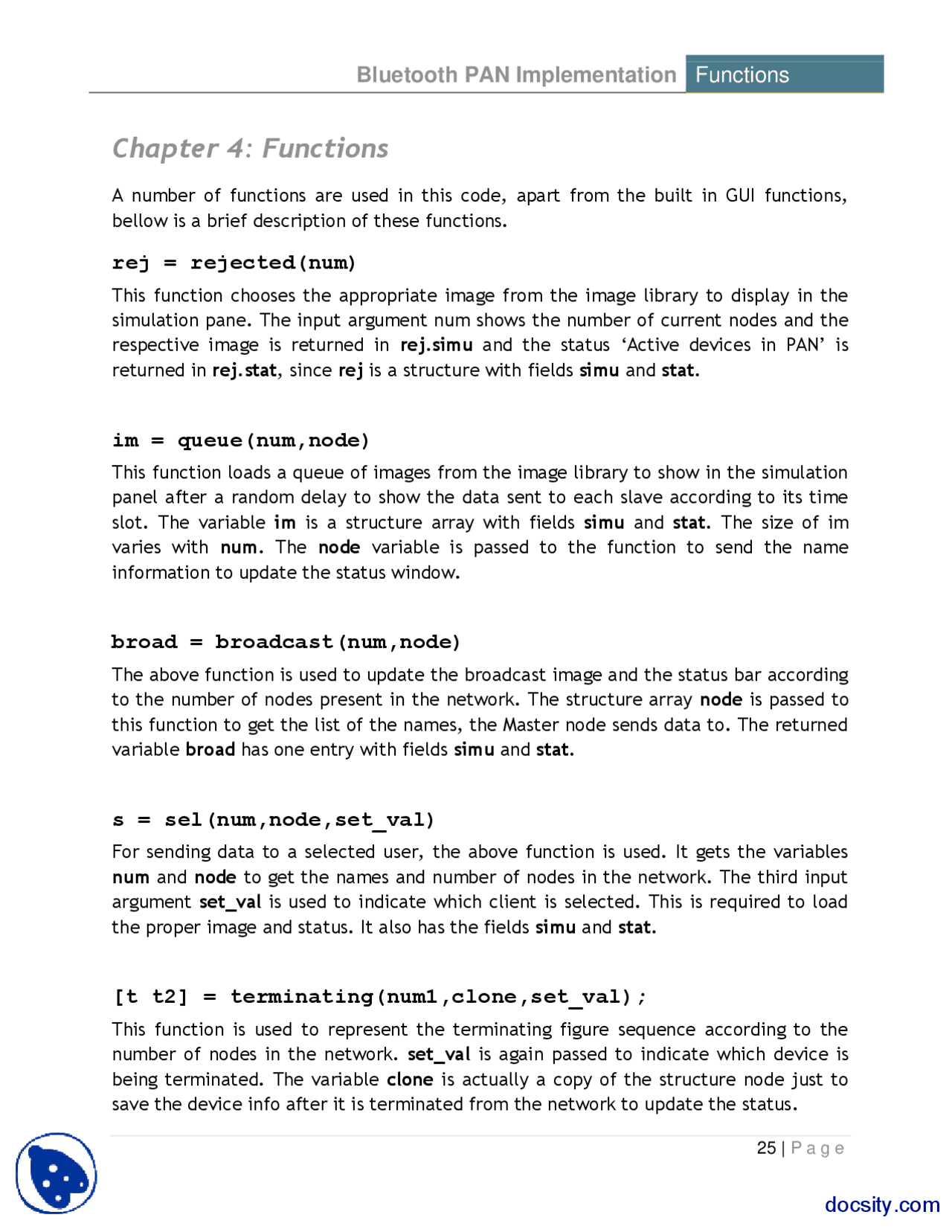 Functions Network Programming Project Bluetooth Pan Report Docsity