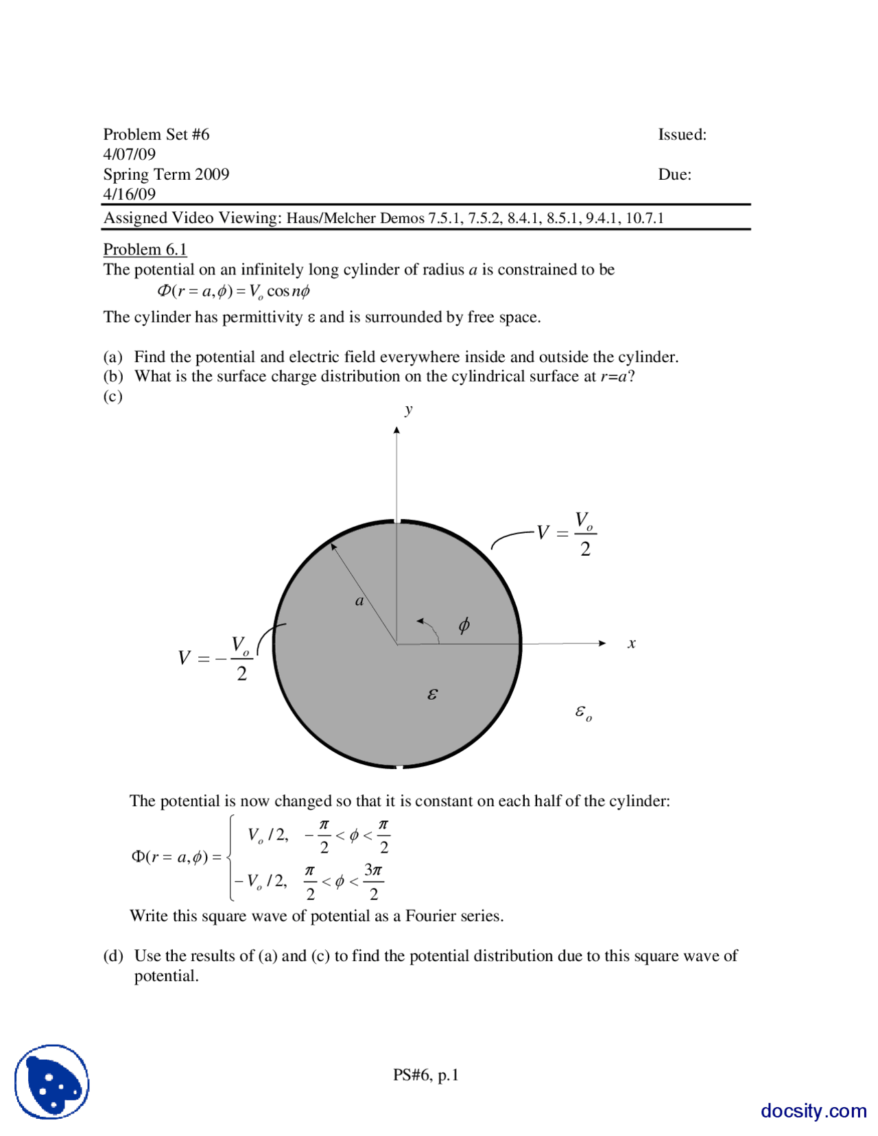 Point Charges Part 3 Electromegnatic Field Assignment Docsity