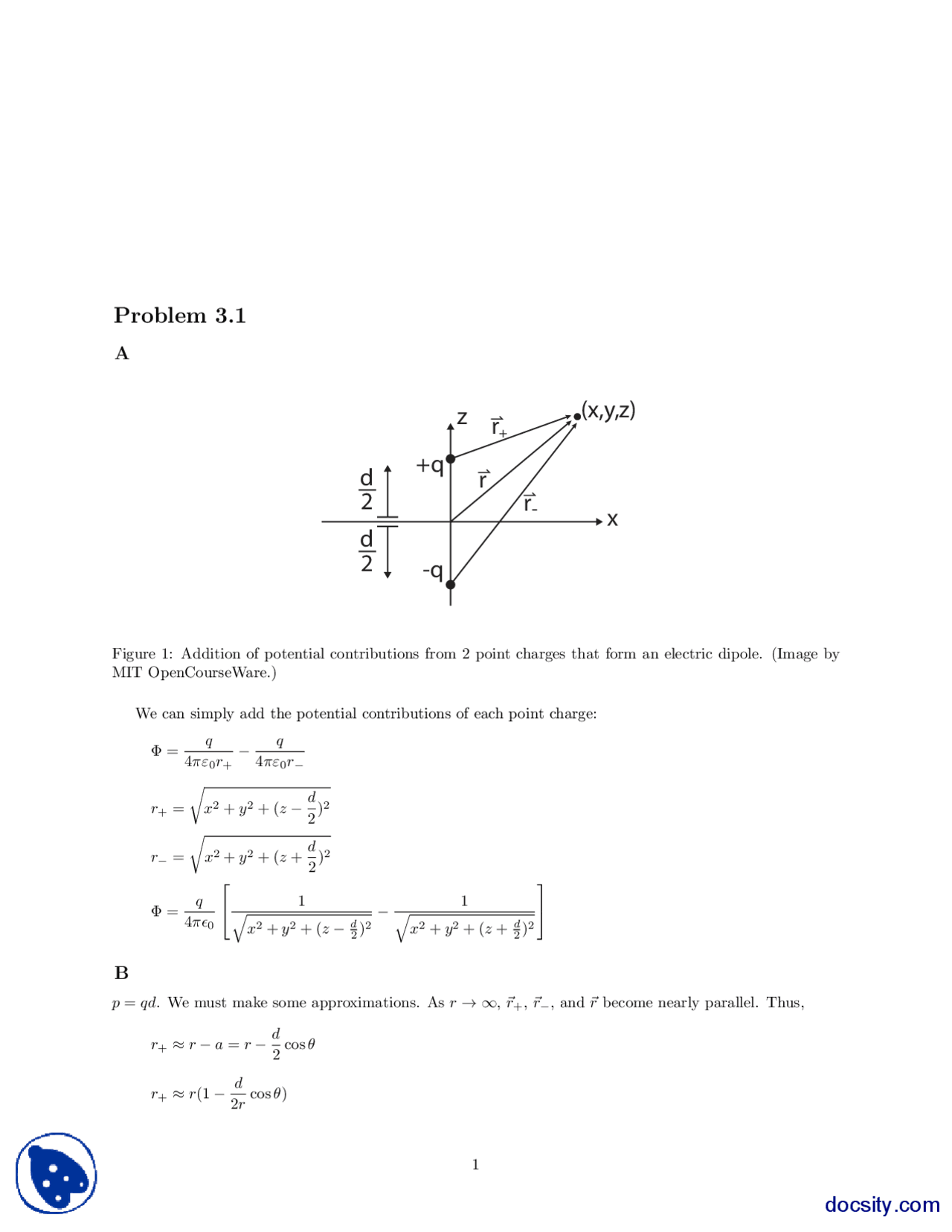 Potential Contributions Electromegnatic Field Assignment Docsity