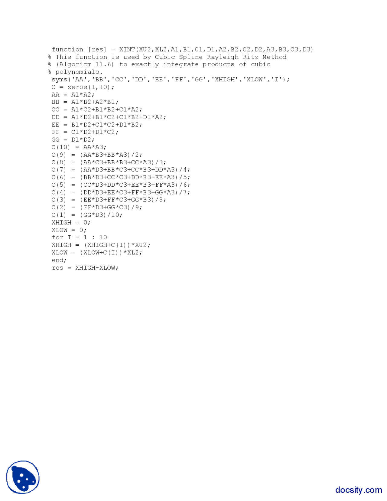 Cubic Spline Rayleigh Ritz Method Numerical Analysis Matlab Code Exercises Mathematical