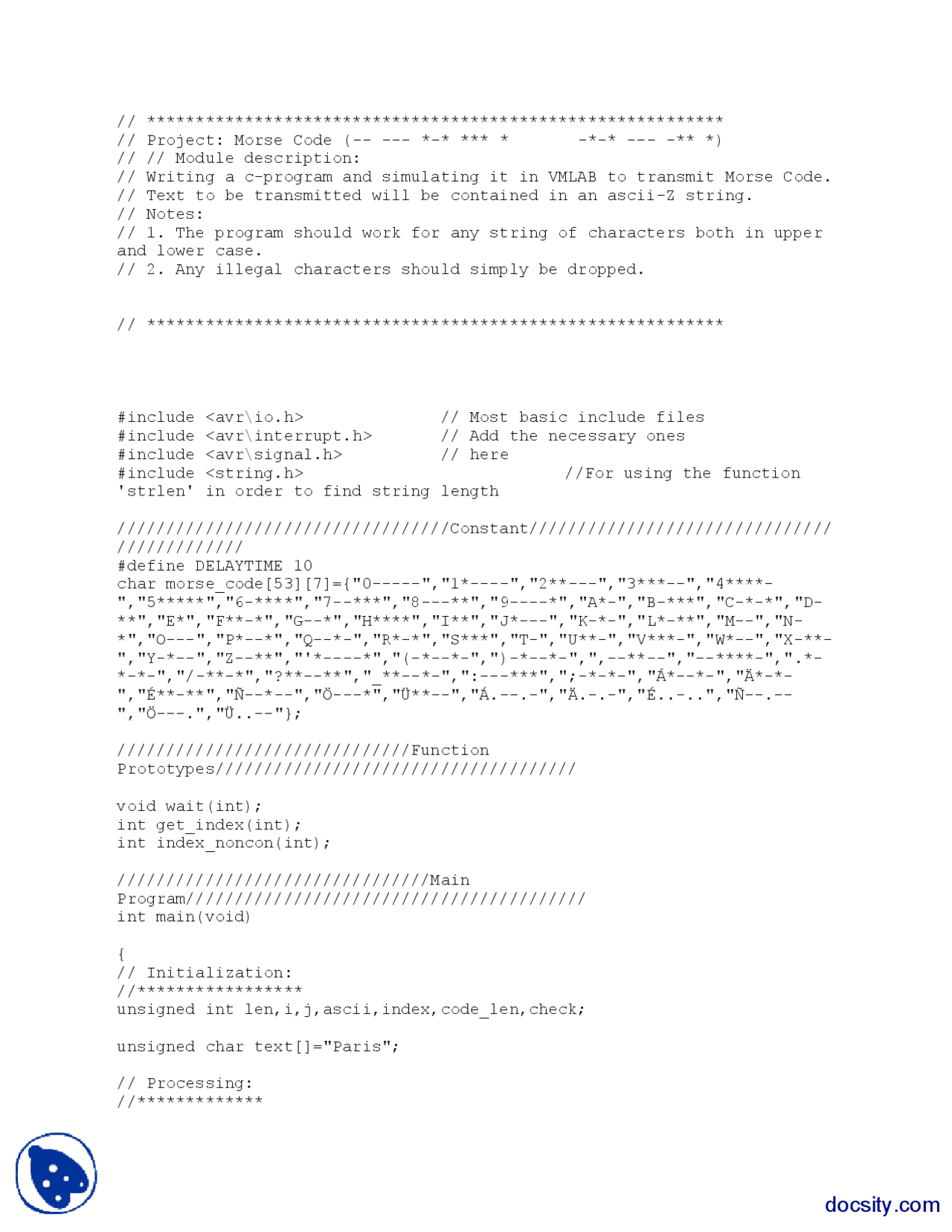 Morscode Vi Microprocessor Assignment Codes Docsity