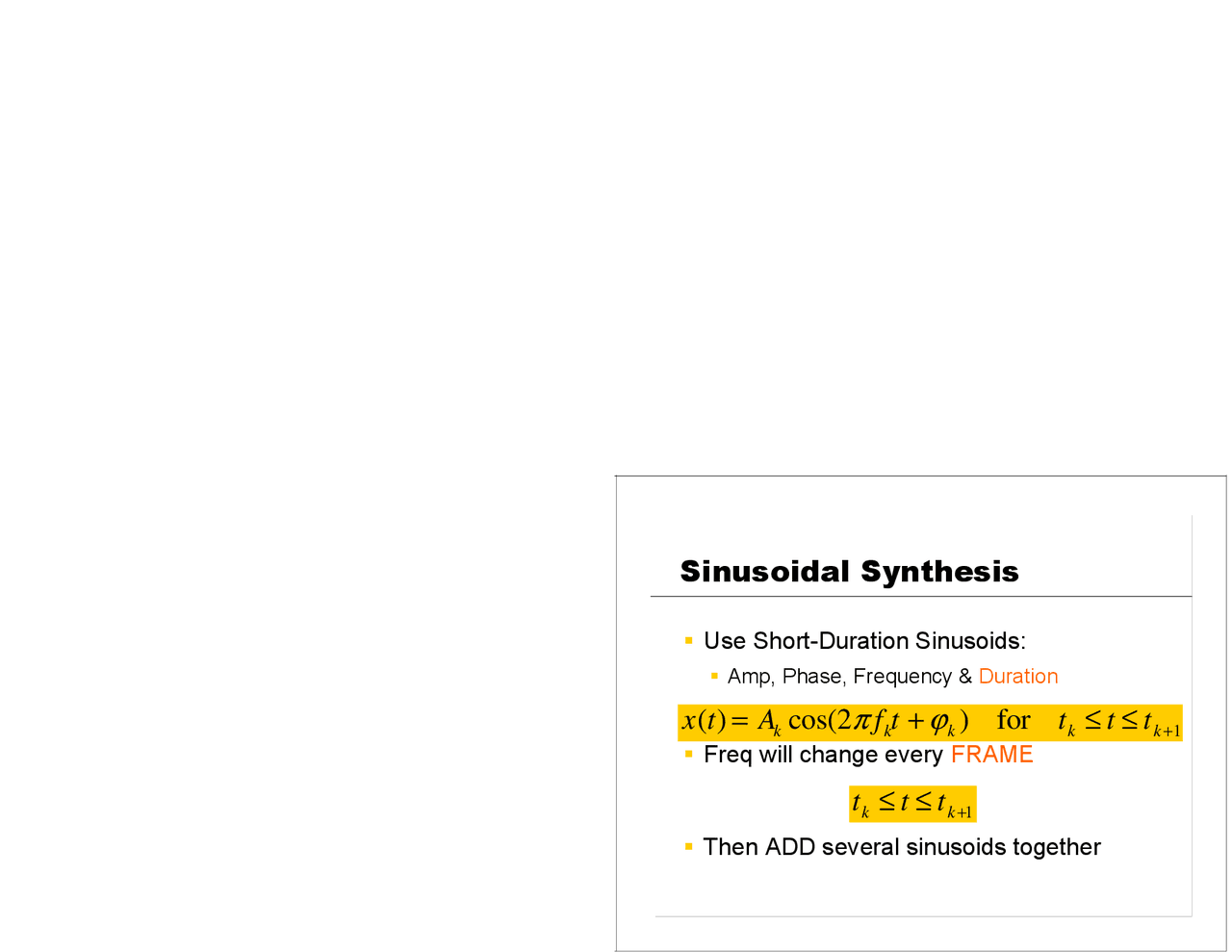 Sinusoidal Synthesis Signals And Systems Lectue Slides Docsity